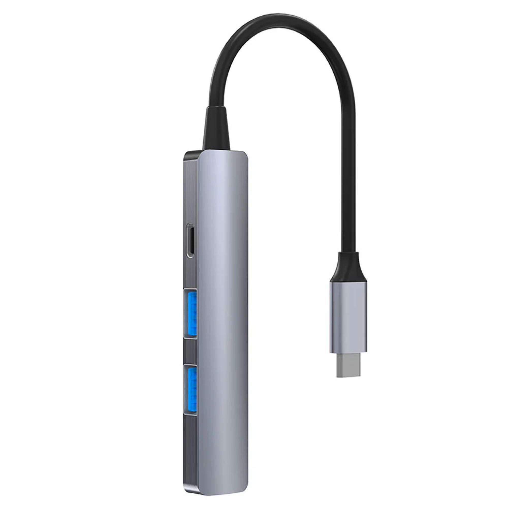 Hub USB-C cu port Type-C, 1x USB 3.0, 2x USB 2.0, carcasa aluminiu ...