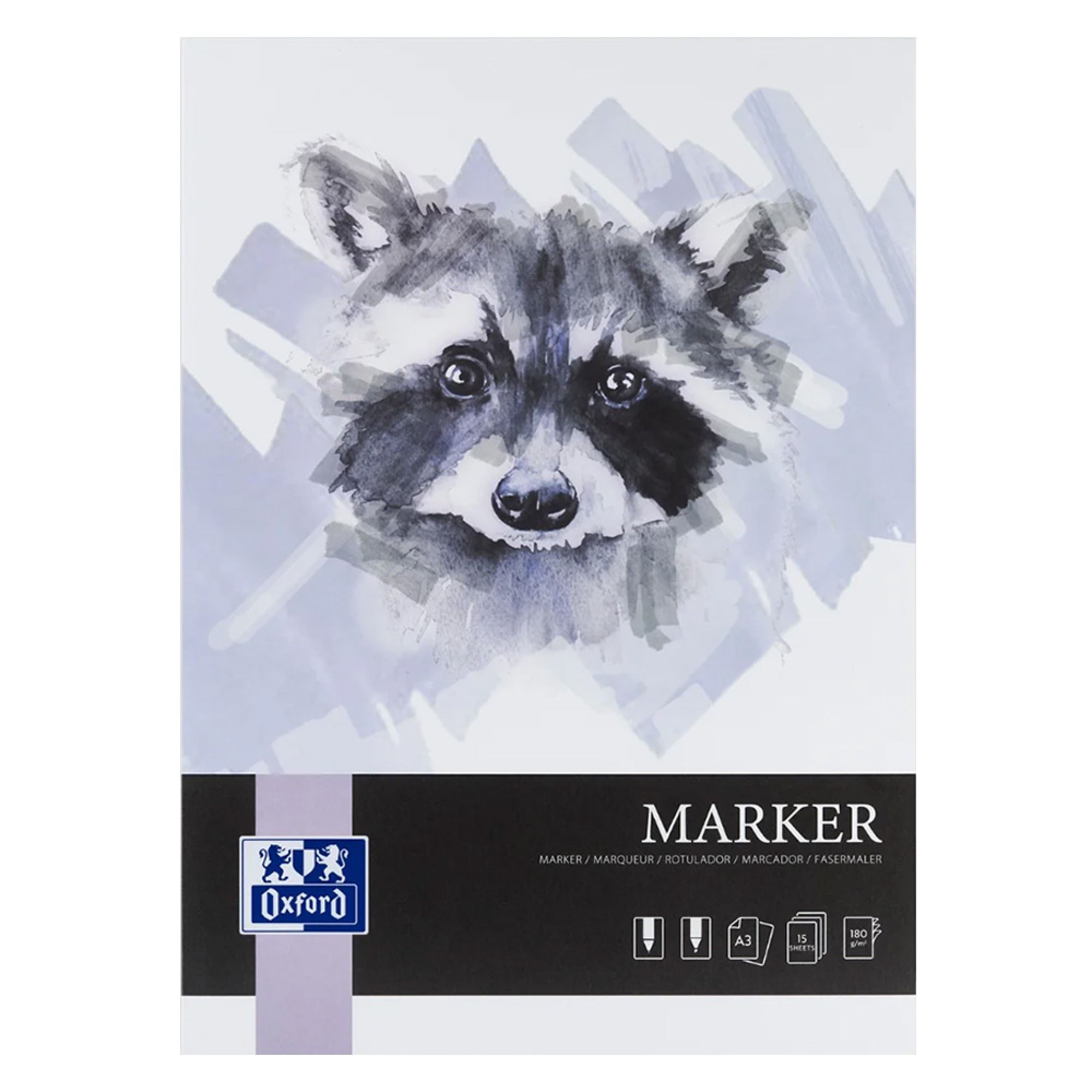Bloc de desen A3, markere, 180 g/mp, OXFORD Artistic Marker, 15 file ...