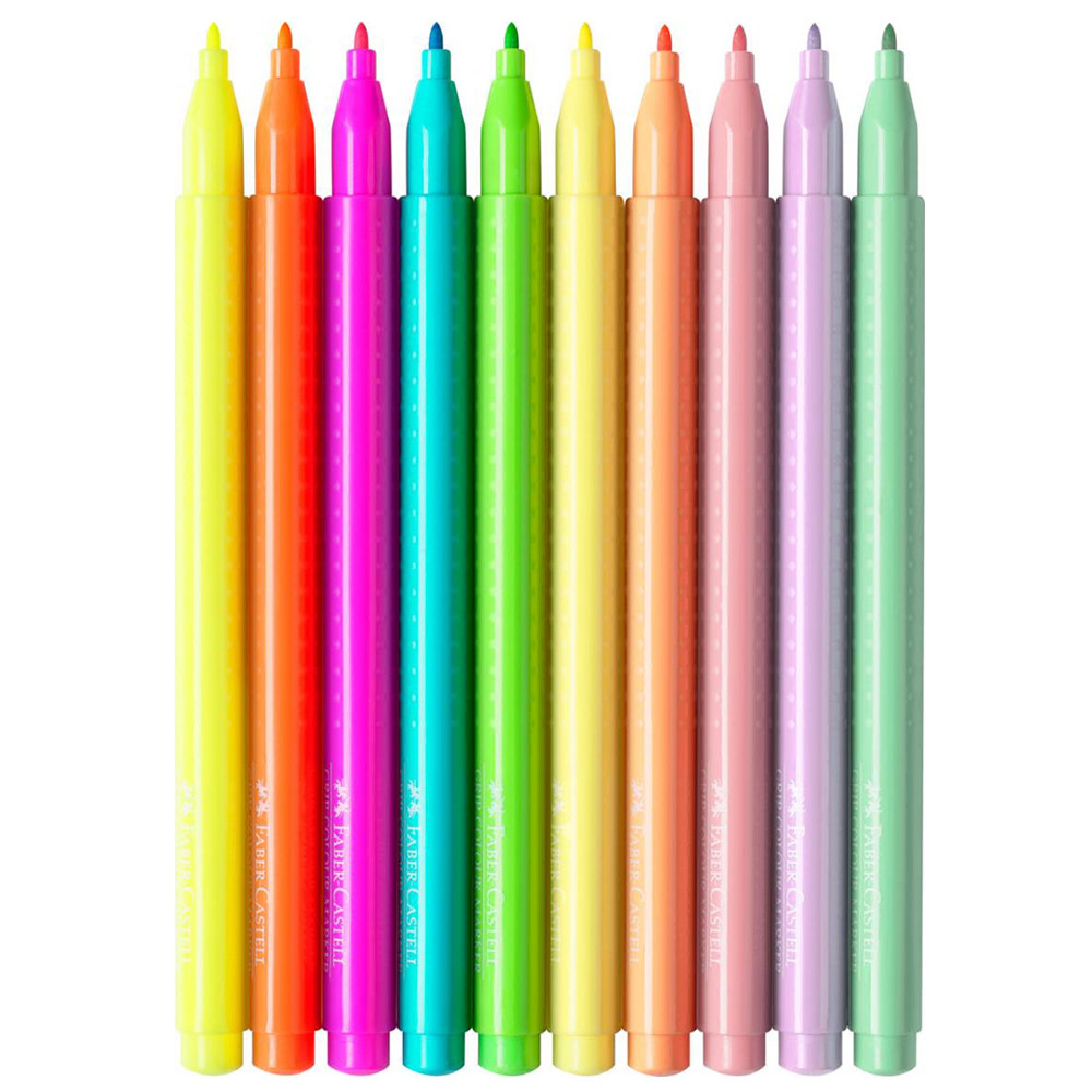Carioci 10 culori/set, pastel si neon, FABER-CASTELL Grip, FC155312 ...