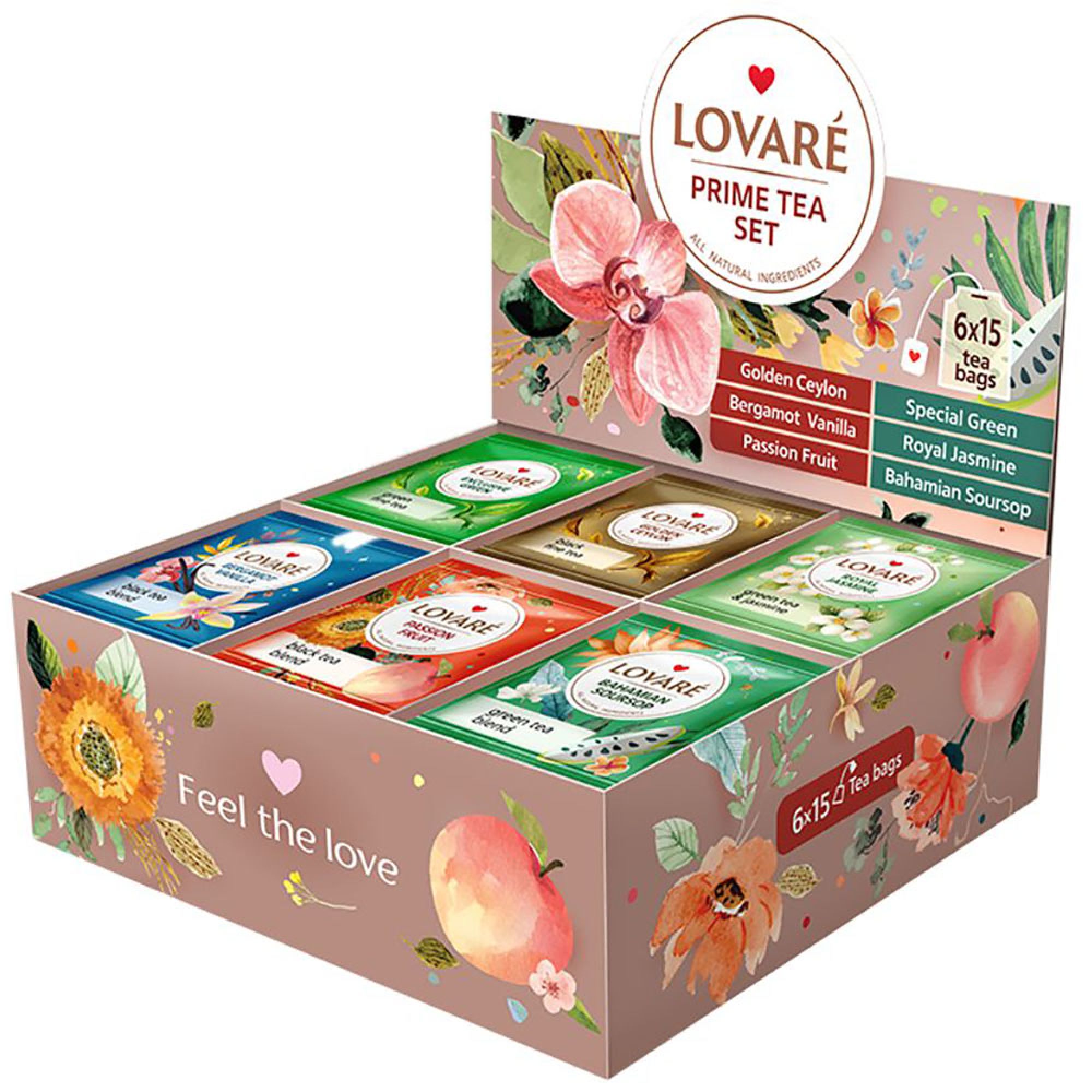 Ceai LOVARE 6 arome, 90 plicuri/cutie | Office Direct