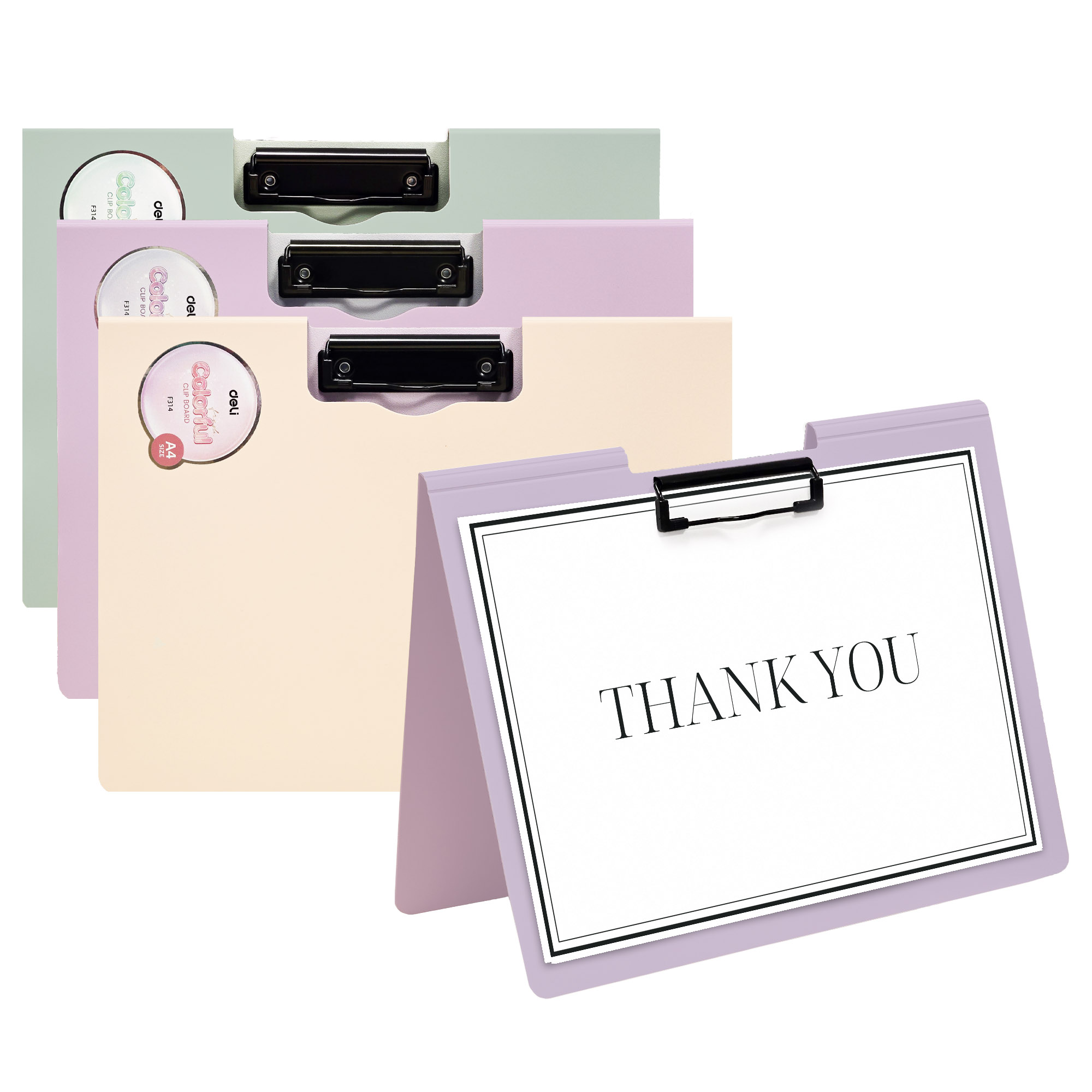 Clipboard dublu plastic, A4, DELI Colorful F314 | Office Direct