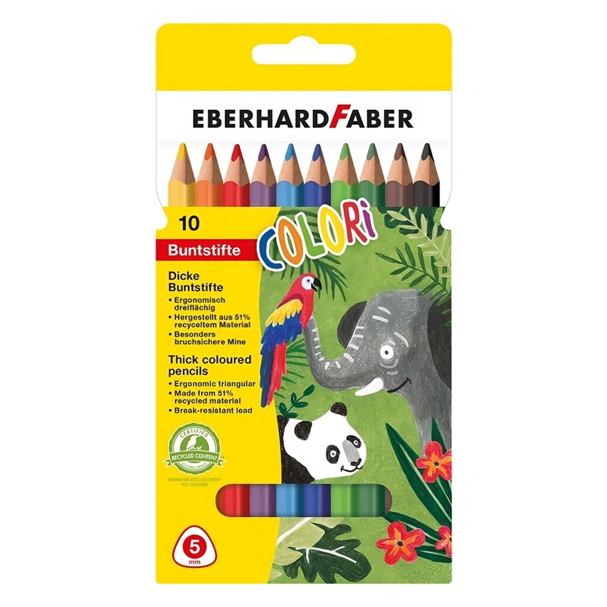 Creioane colorate jumbo EBERHARD FABER, 10 buc/set