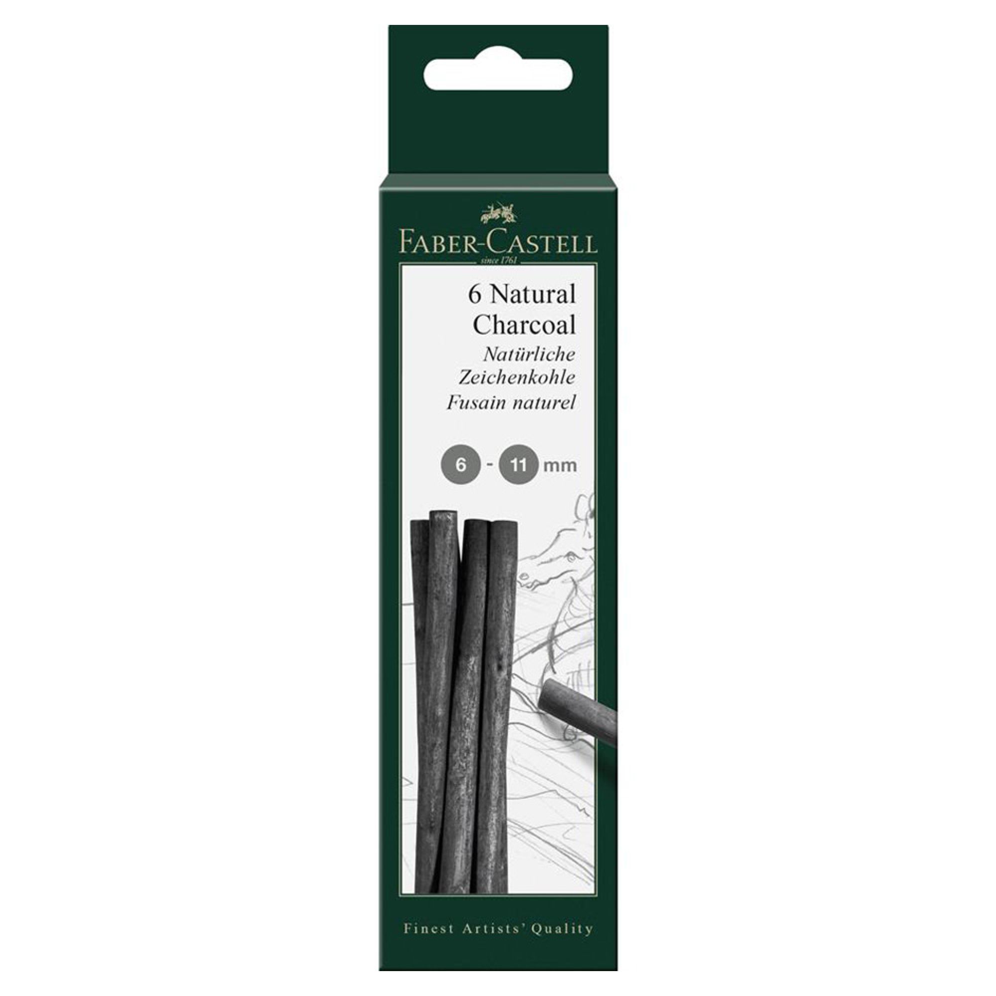 Carbune pentru desen FABER-CASTELL Pitt Monochrome, 6 buc/set