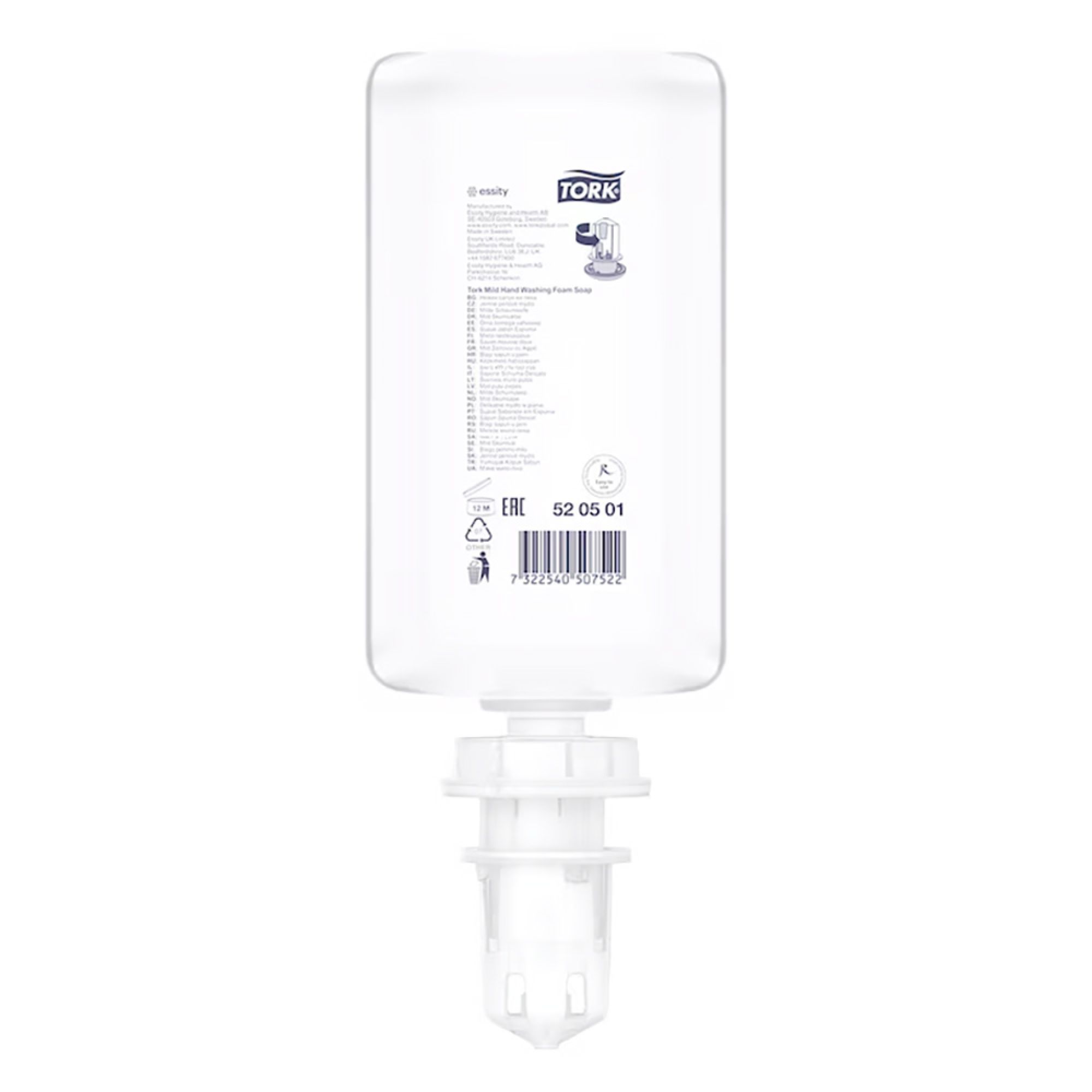 Rezerva sapun spuma pentru dispensere, TORK Mild Premium S4, 1 L ...