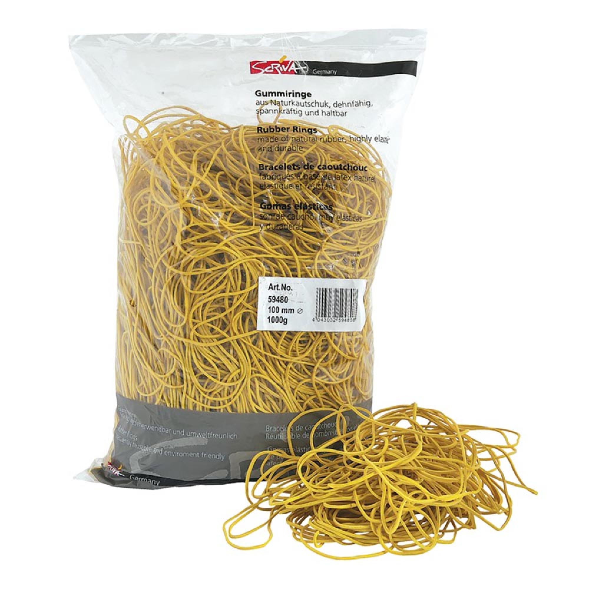 Elastice pentru bani, D 100, 0.8 mm x 0.8 mm, 1000 g/punga, SCRIVA ...