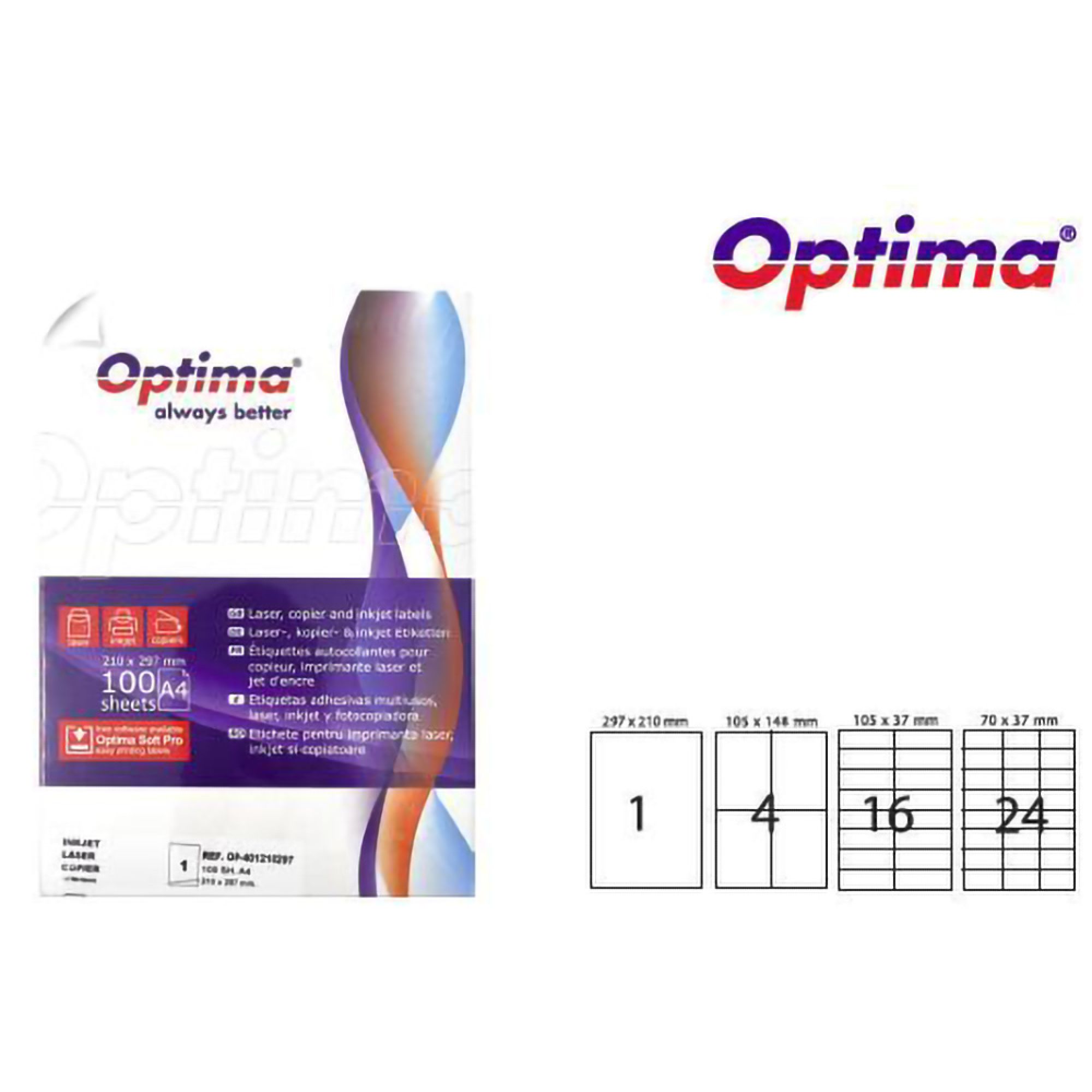 Etichete autocolante colorate, colturi drepte, 100 coli/top, EXITON ...