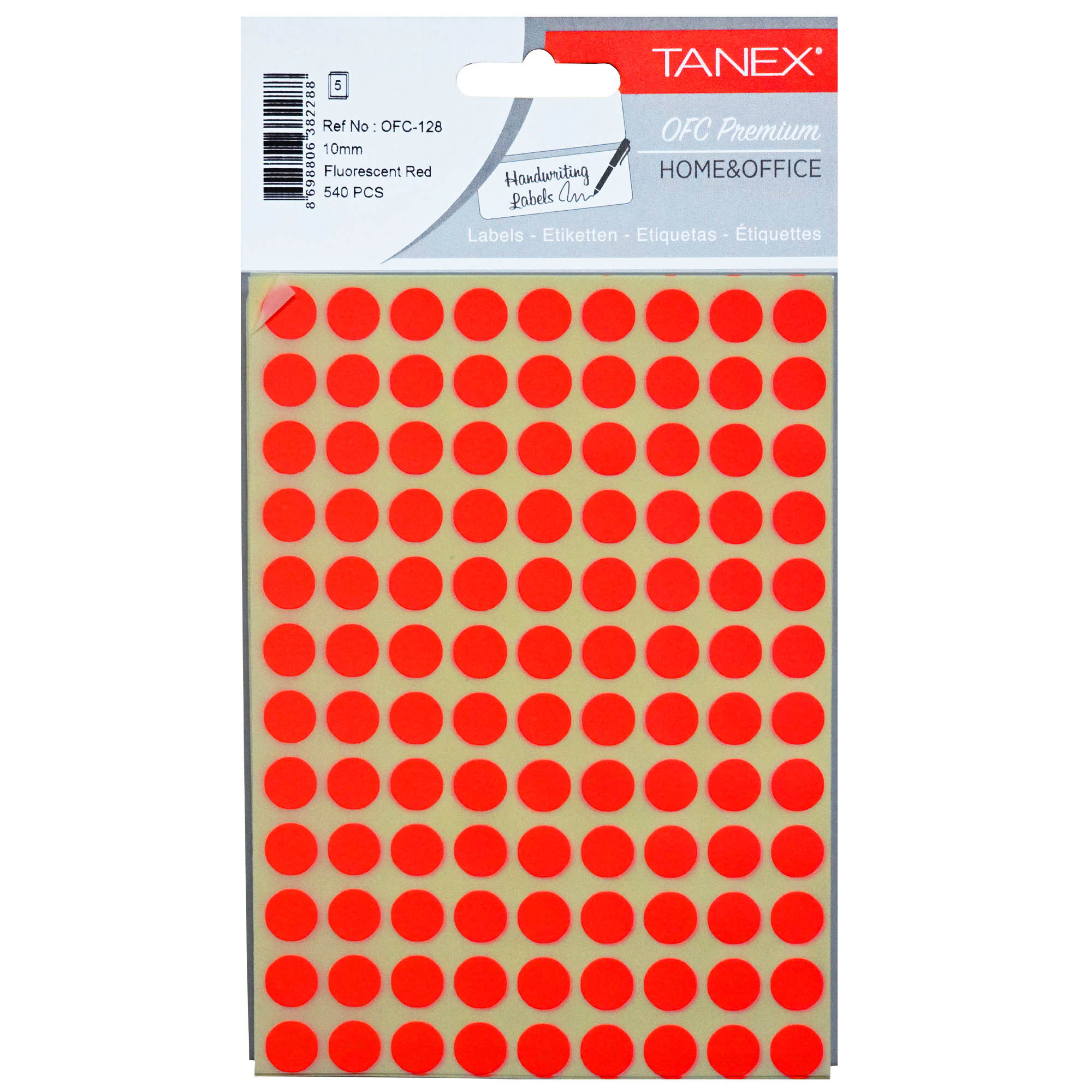 Etichete autocolante rotunde, 10 mm, TANEX, 540 buc/set| Office Direct