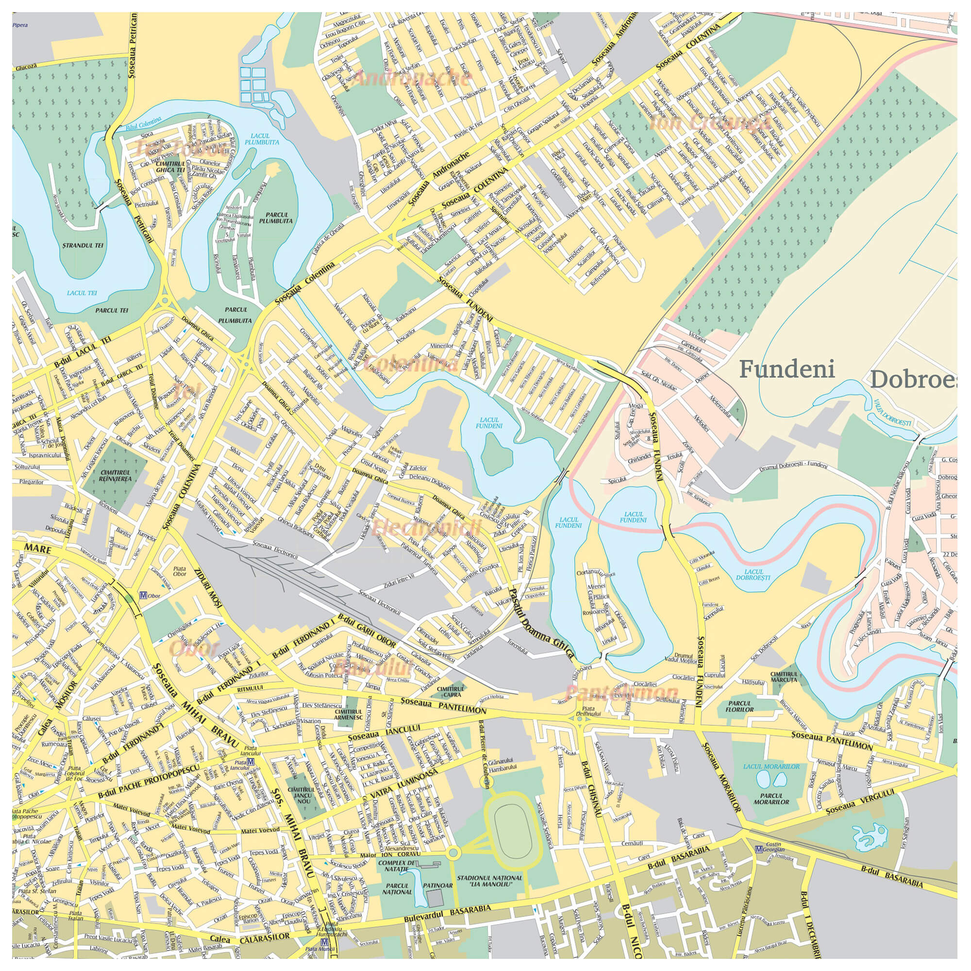 Harta Bucuresti si localitati limitrofe, 150 x 150 cm | Office Direct