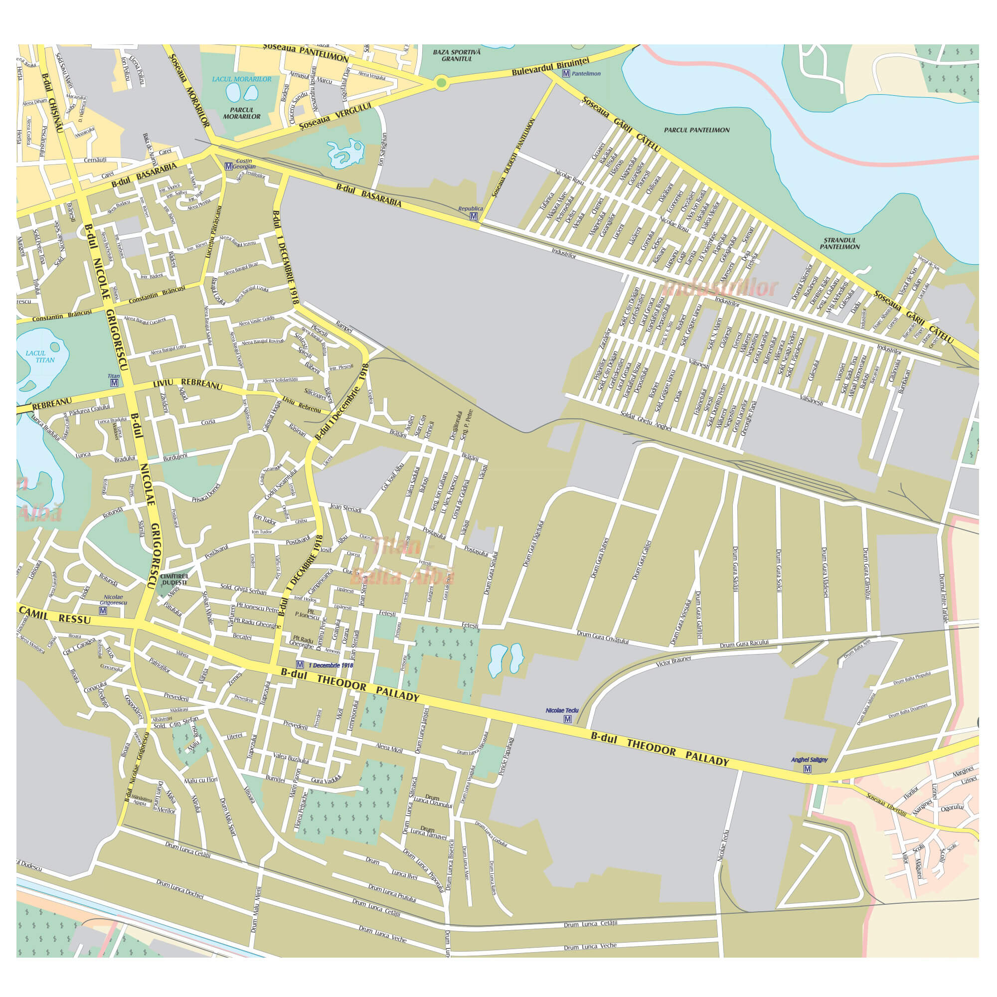 Harta Bucuresti si localitati limitrofe, 150 x 150 cm | Office Direct