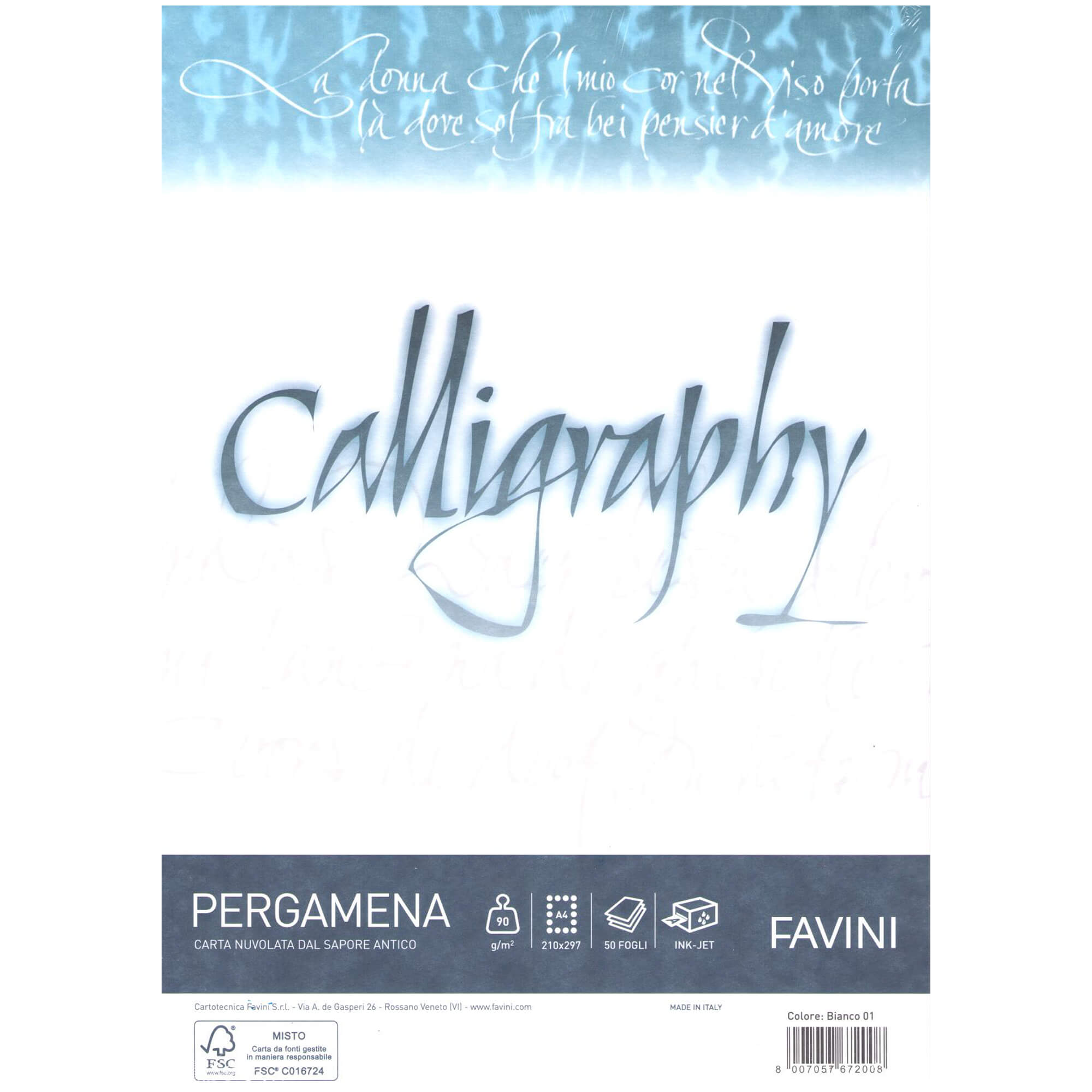 Hartie caligrafie A4 FAVINI Calligraphy Pergamena, 90 g/mp, 50 coli/top ...