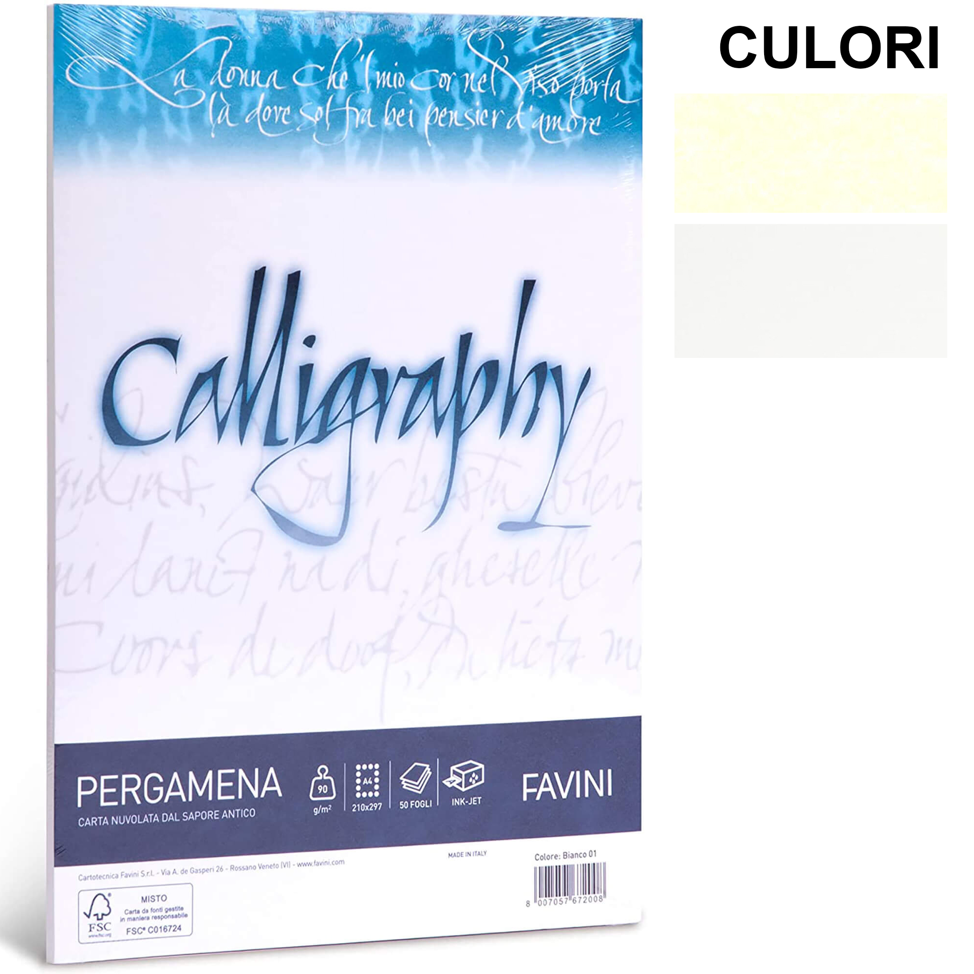Hartie caligrafie A4 FAVINI Calligraphy Pergamena, 90 g/mp, 50 coli/top ...