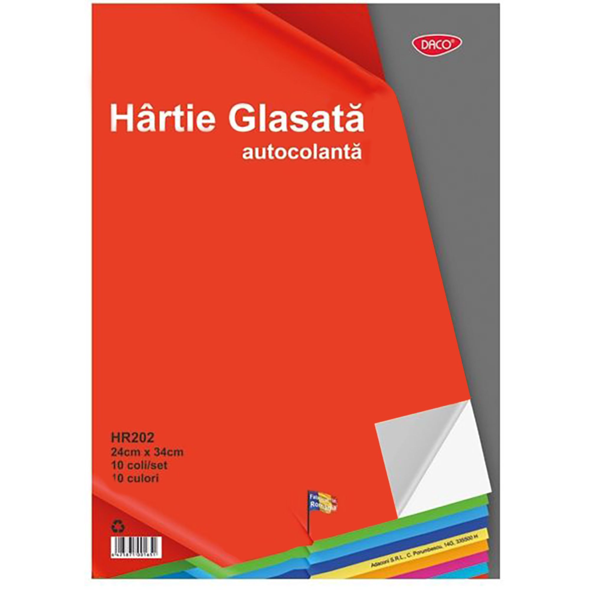 Hartie glasata autocolanta lucioasa 10 file/set DACO | Office Direct