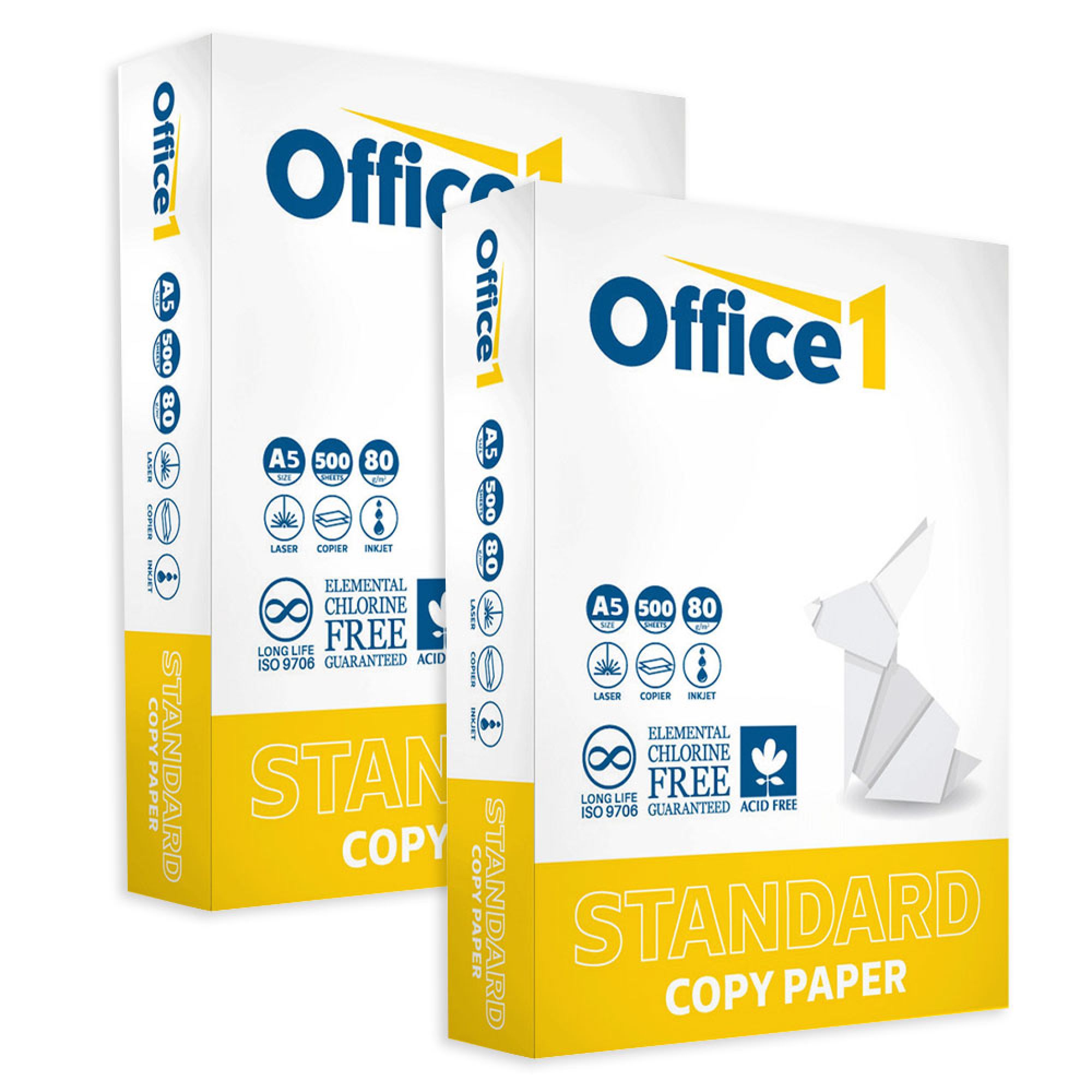 Hartie A5 OFFICE 1 Standard, 80 g/mp, 2 x 500 coli/top | Office Direct
