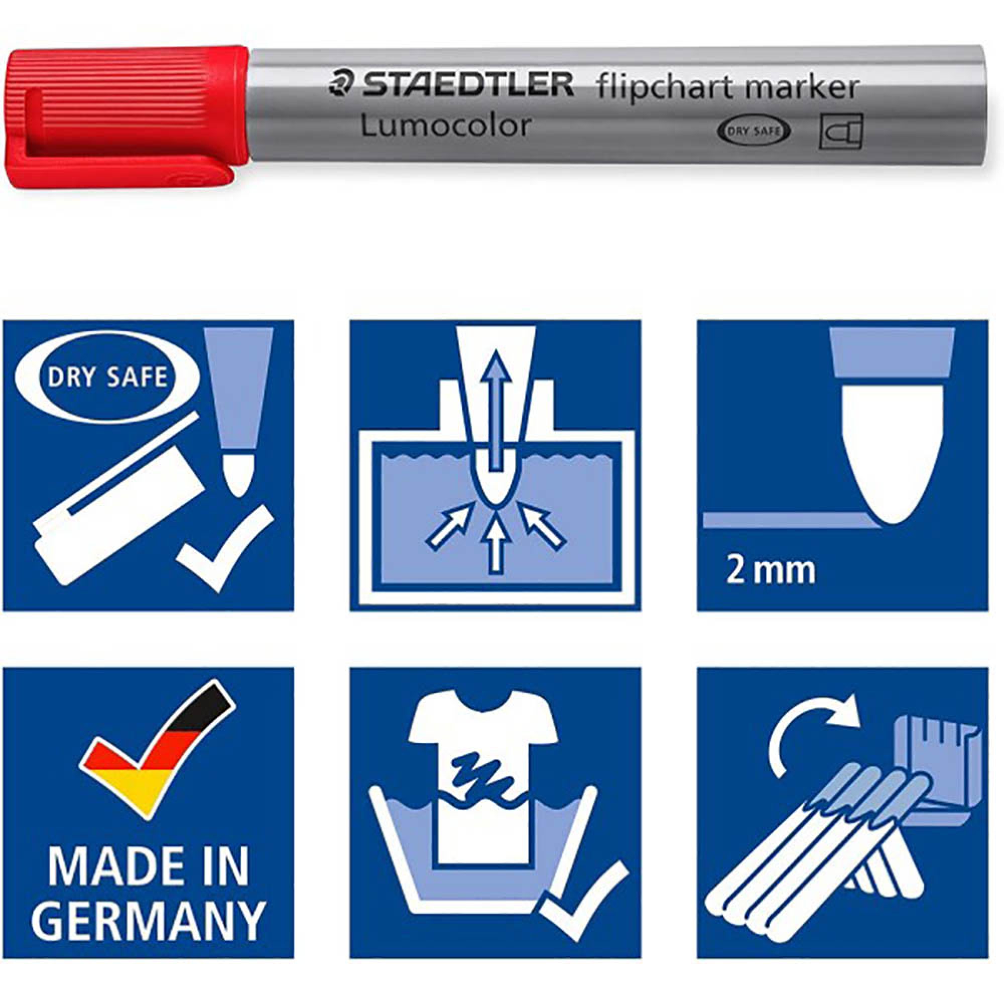 Marker flipchart, STAEDTLER Lumocolor 356-WP4, 4 culori/set - Office Direct