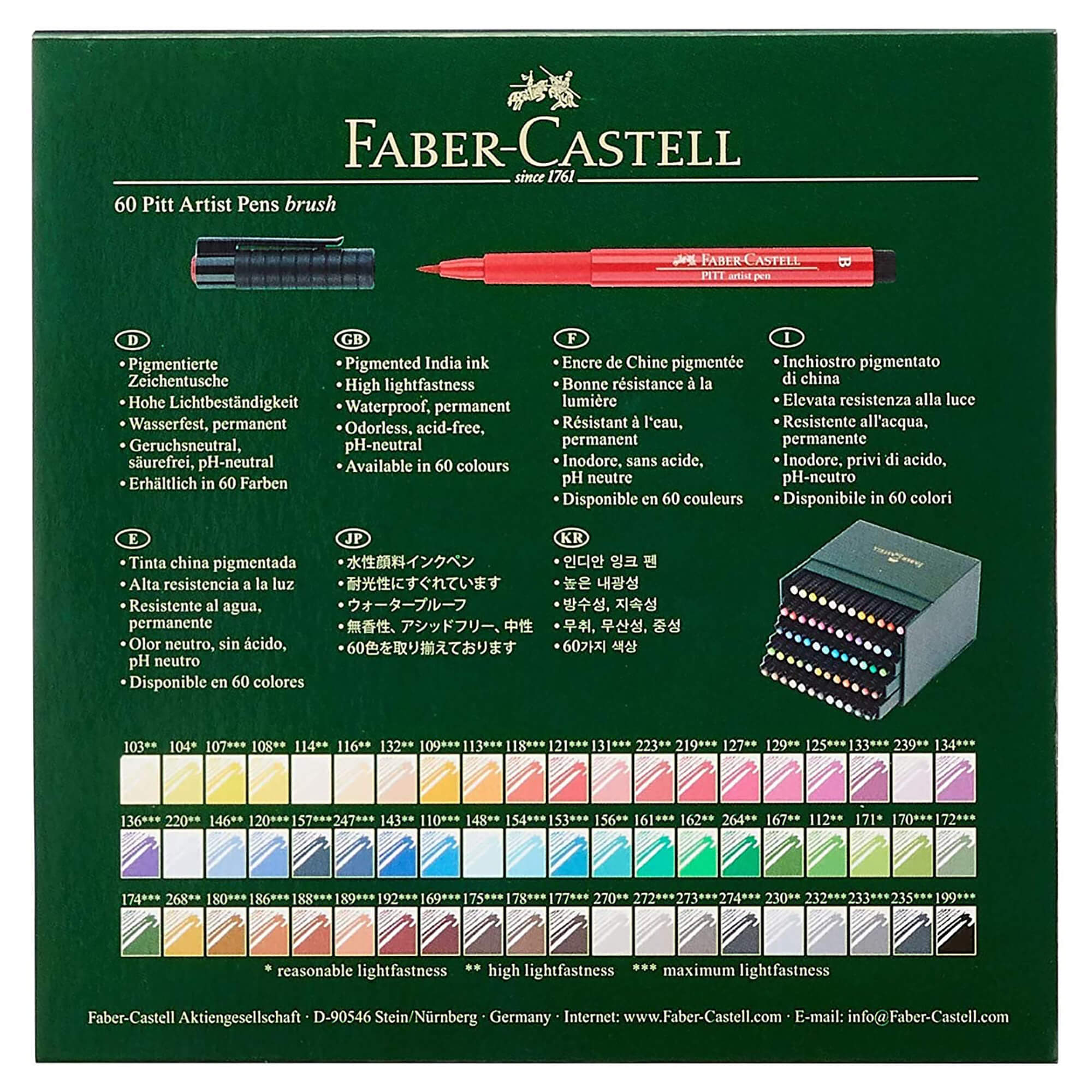 Markere pensula FABER-CASTELL Pitt Artist Pen Brush Studio, 60 buc/set ...