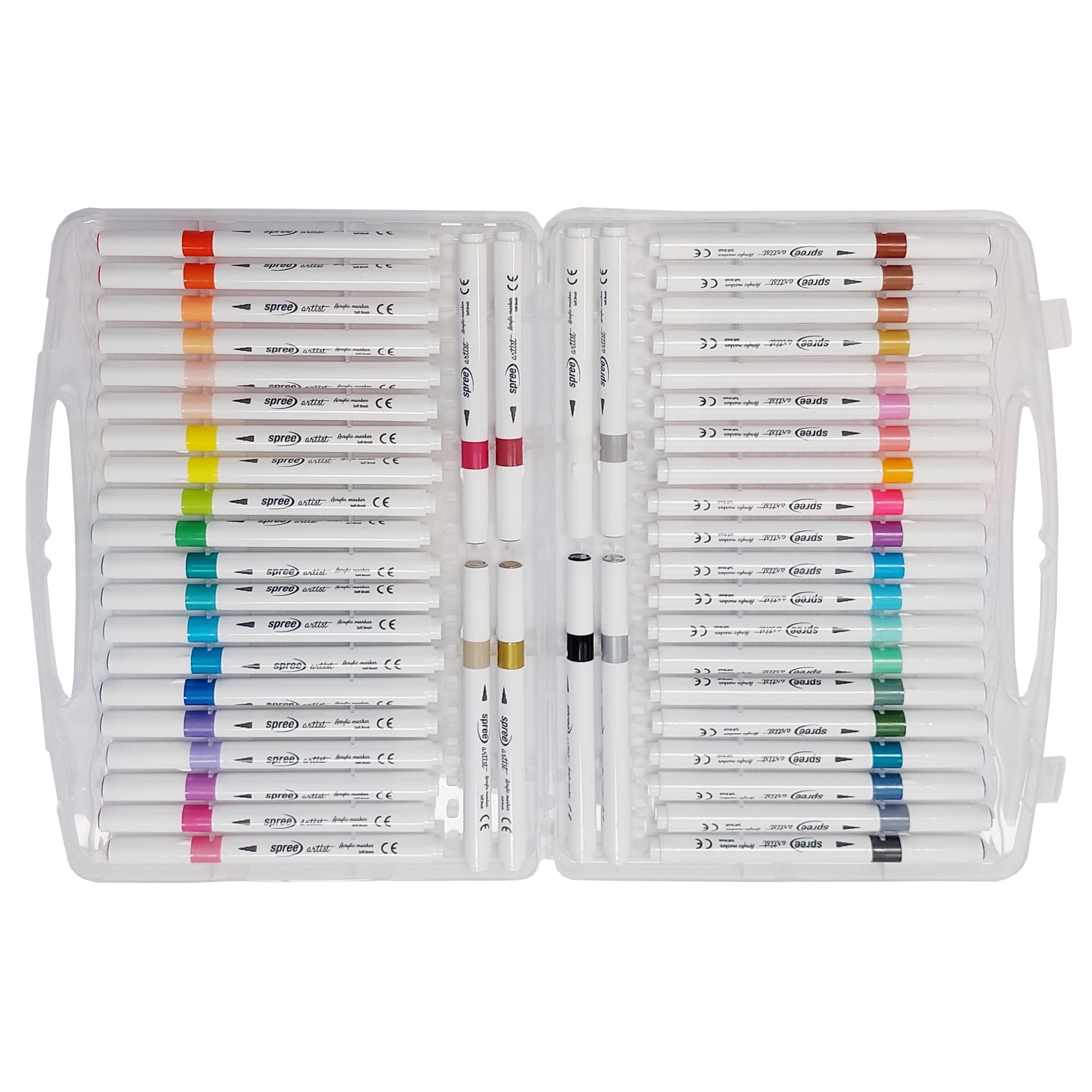 Marker varf pensula cu vopsea acrilica SPREE Artist 58158, 48 culori/set