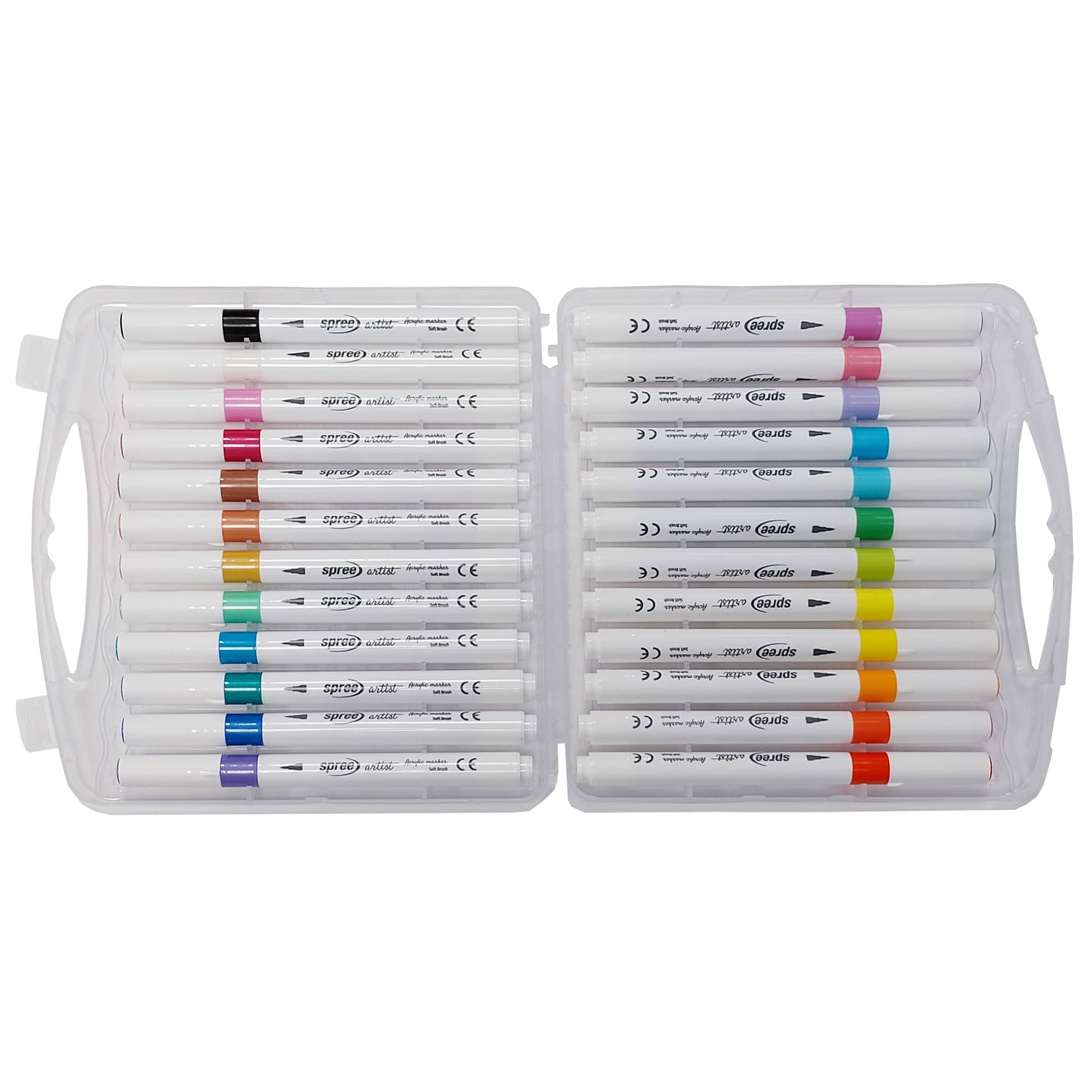 Marker varf pensula cu vopsea acrilica SPREE Artist 58154, 24 culori/set