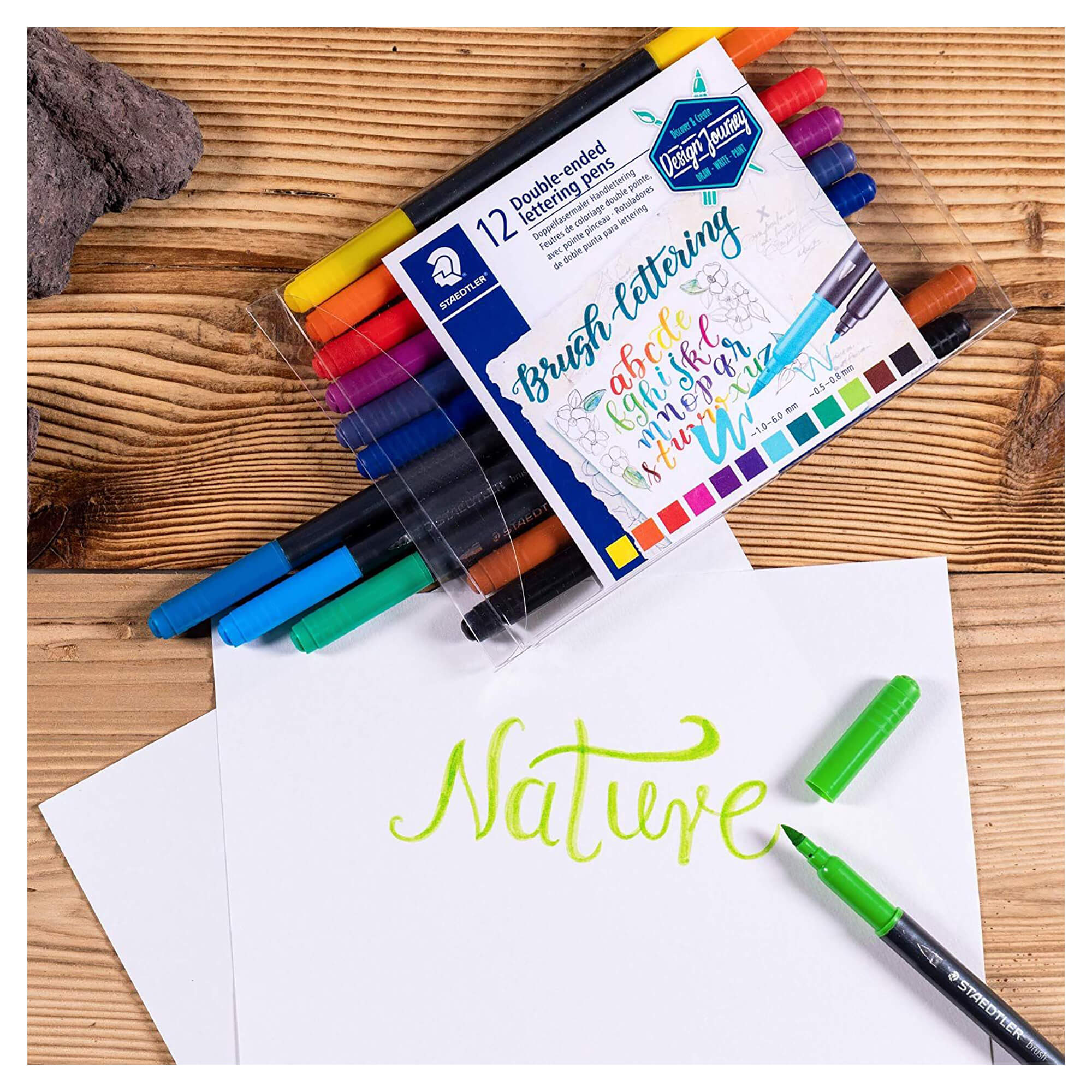 Marker pentru caligrafie, 2 capete, STAEDTLER Brush Lettering, 12 buc ...