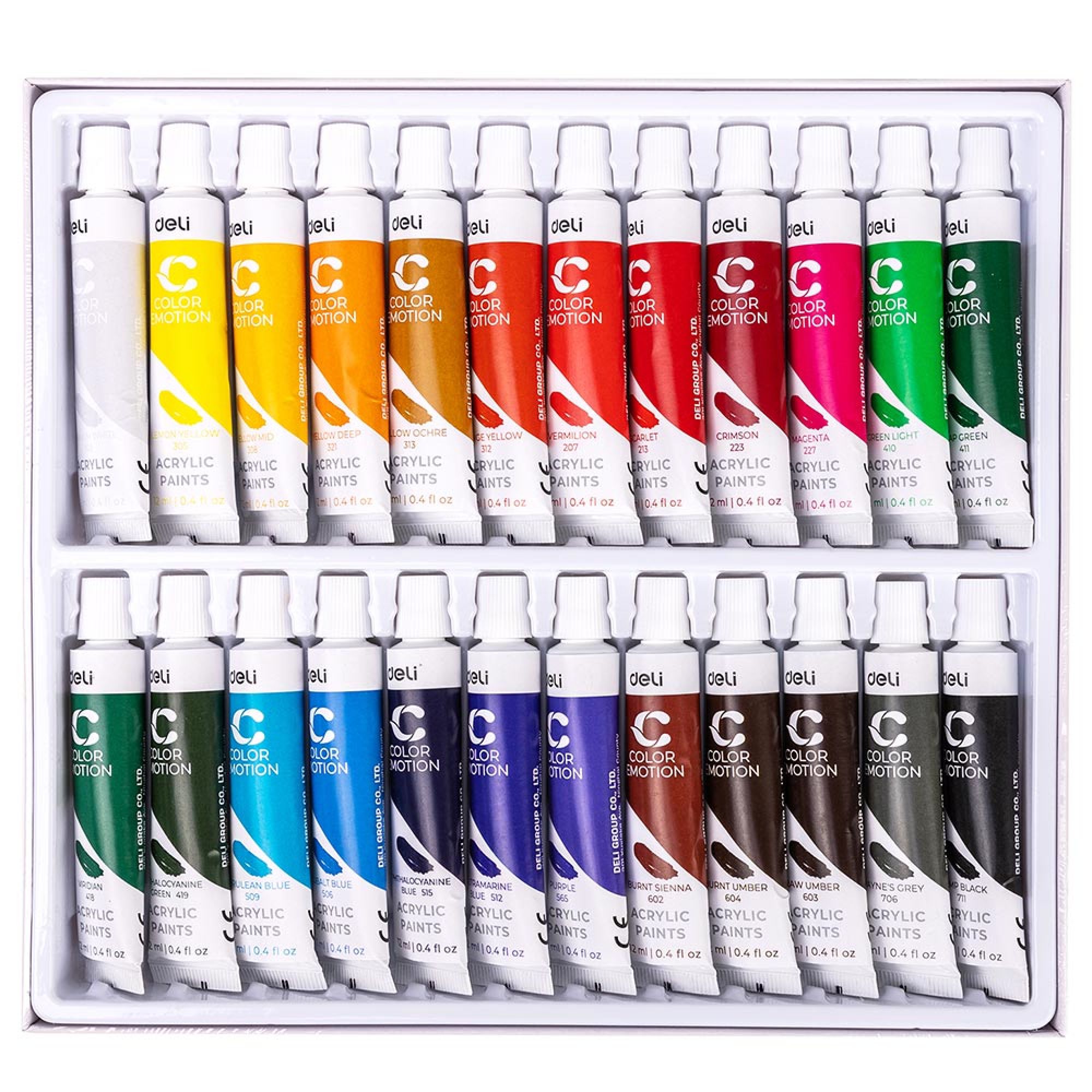 Culori acrilice 24 tuburi/set, DELI Color Emotion - Office Direct
