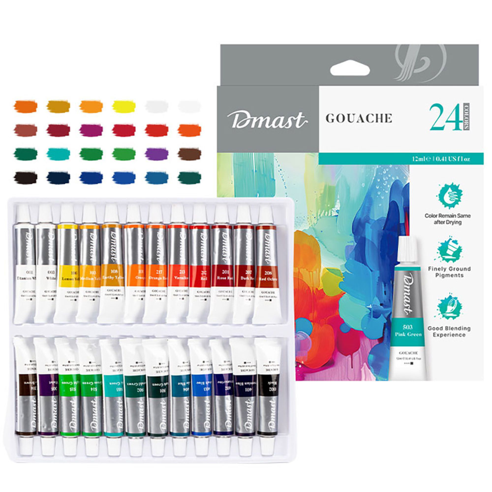 Guase 12 ml, 24 tuburi/set, DMAST by Pebeo - Office Direct