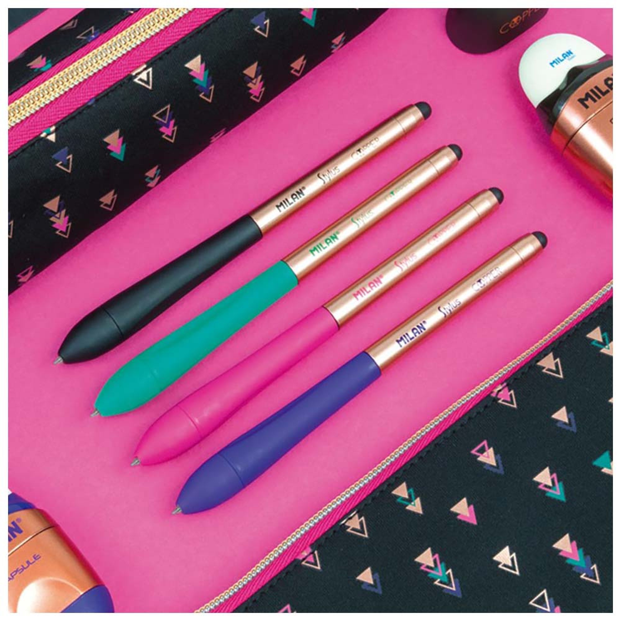 Pix cu mecanism MILAN Stylus Copper, 1 mm, scriere albastra | Office Direct