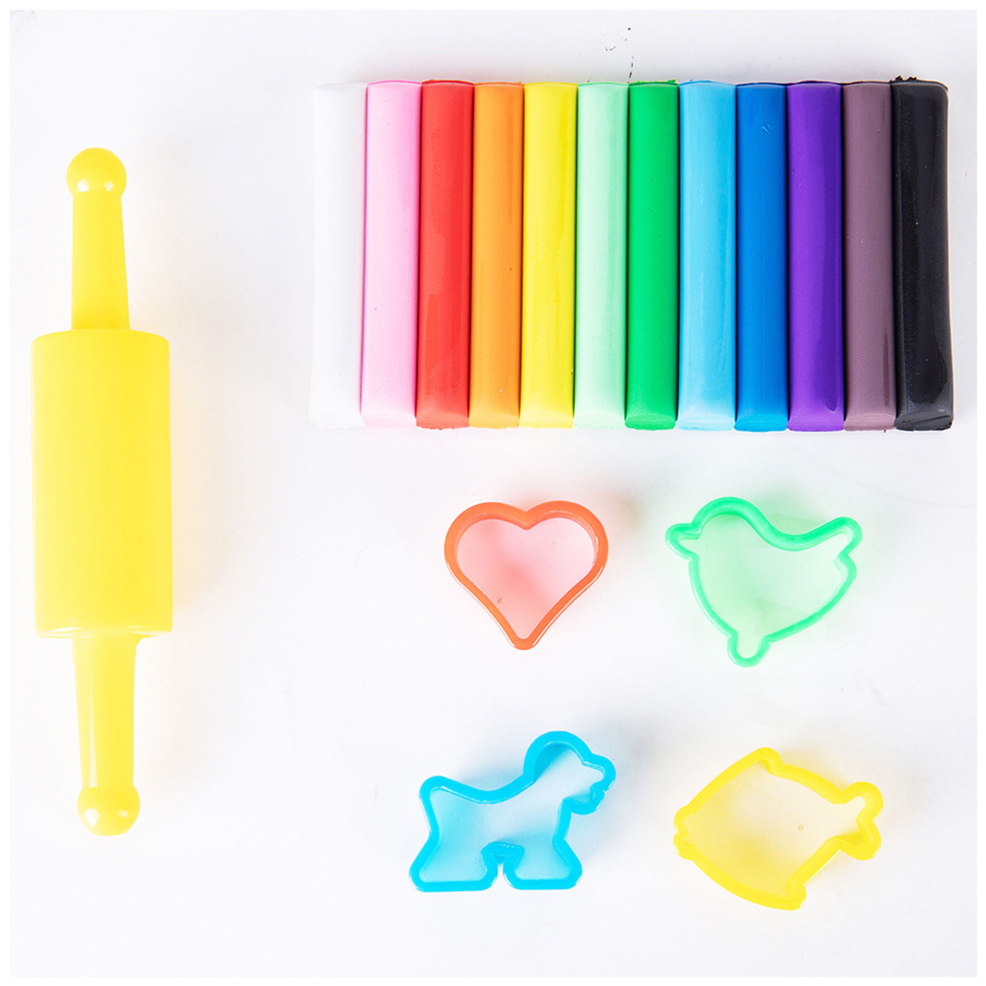 Plastilina 12 culori/set 160 g cu 5 forme modelaj, DELI Dough it ...