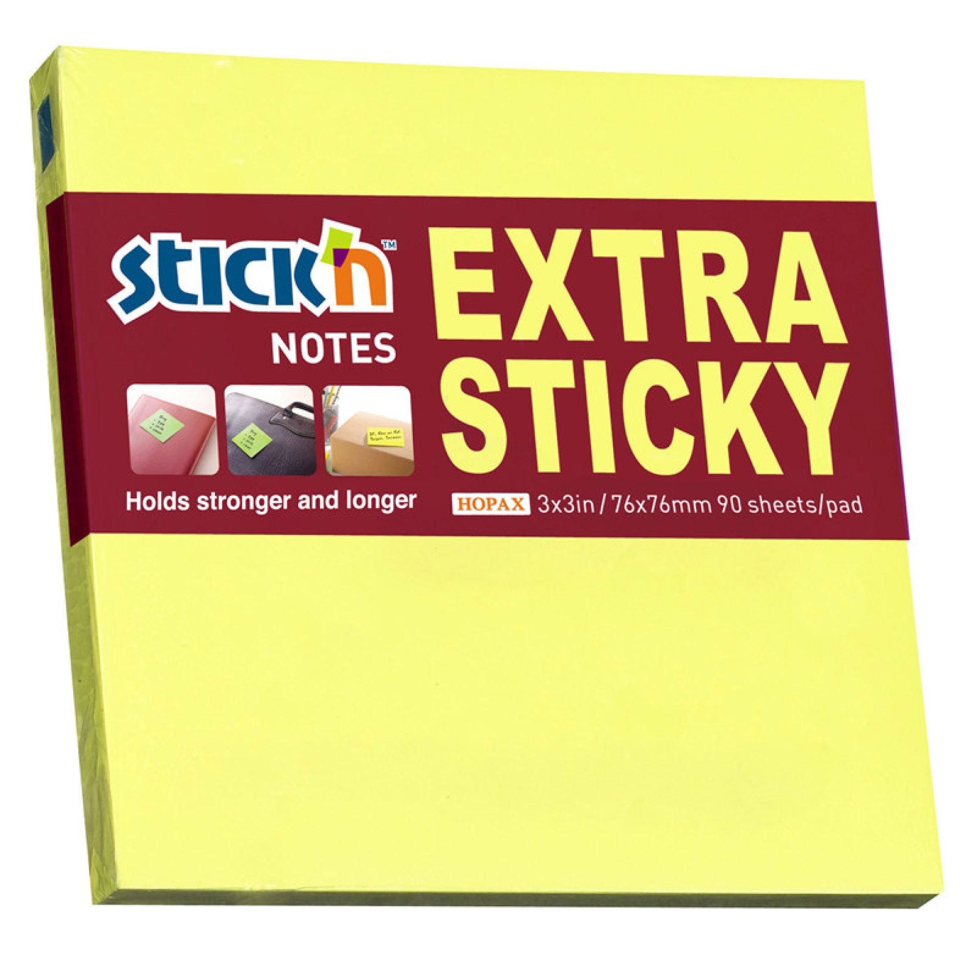 Postit extra-sticky 76x76 mm, 90 file STICK'N Neon |Office Direct