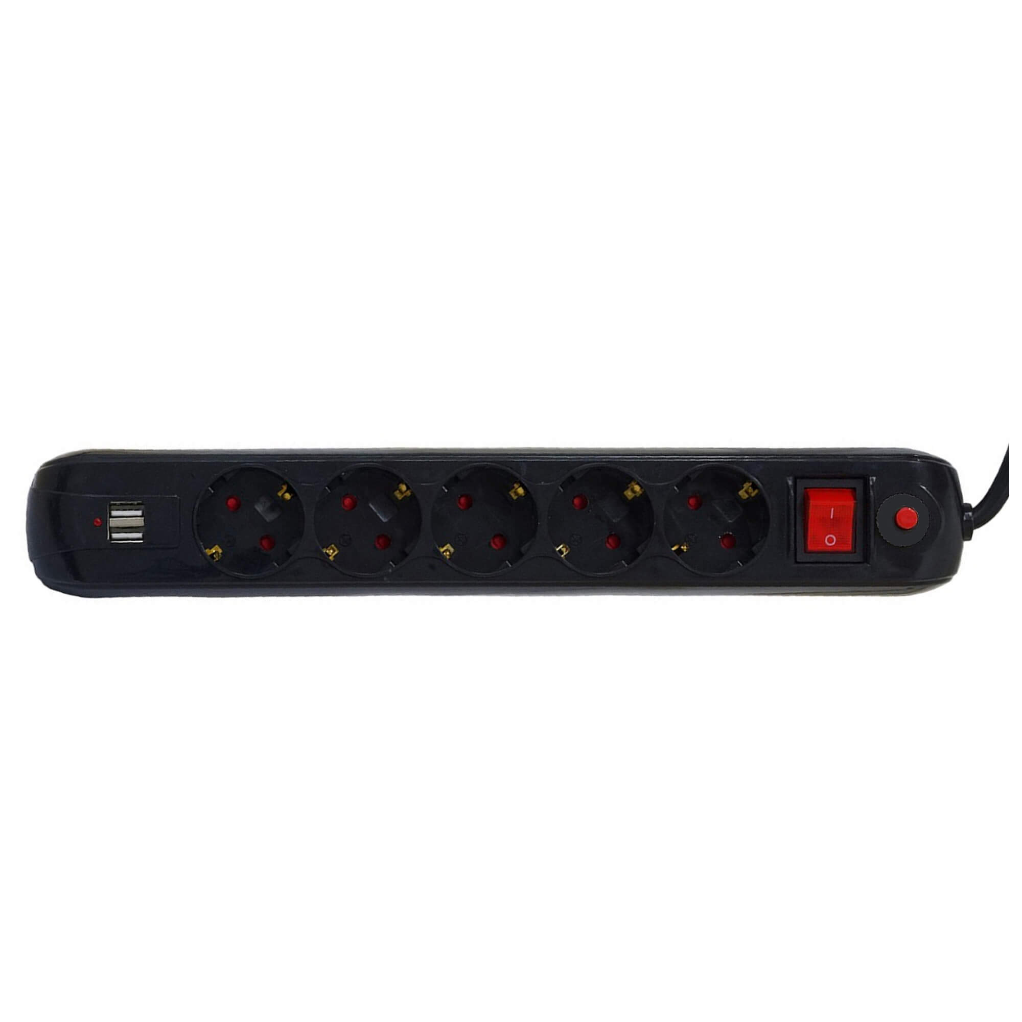 Prelungitor 5 prize, 2 porturi USB, 4.5 m, negru | Office Direct