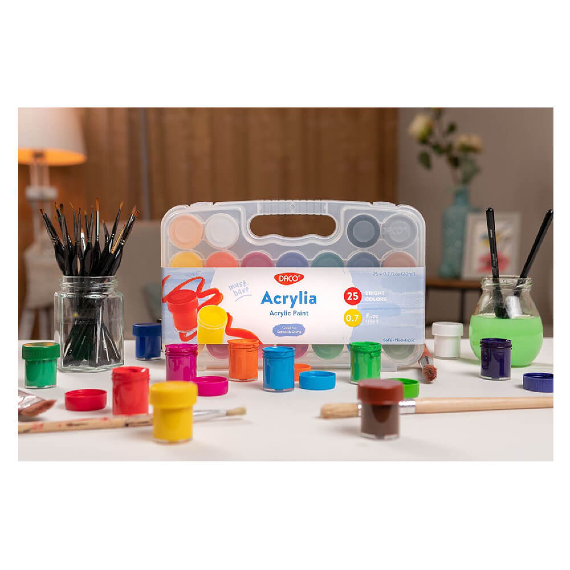 Culori acrilice pictura DACO Acrilia, 25 tuburi/set - Office Direct