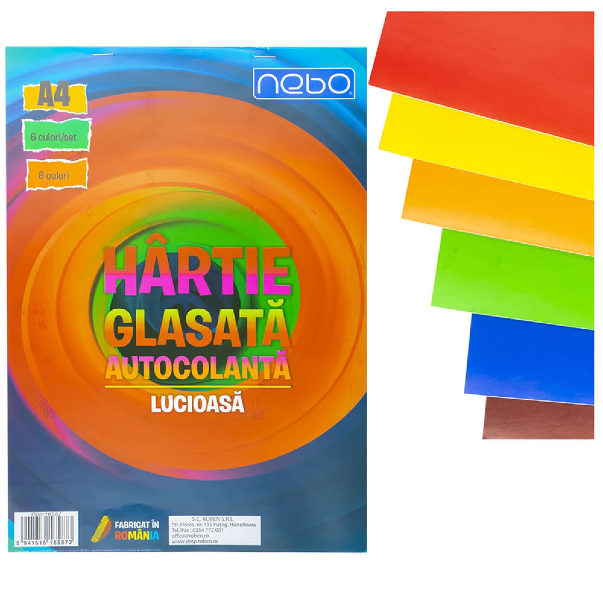 Hartie lucioasa, autocolanta NEBO, 6 file/set | Office Direct