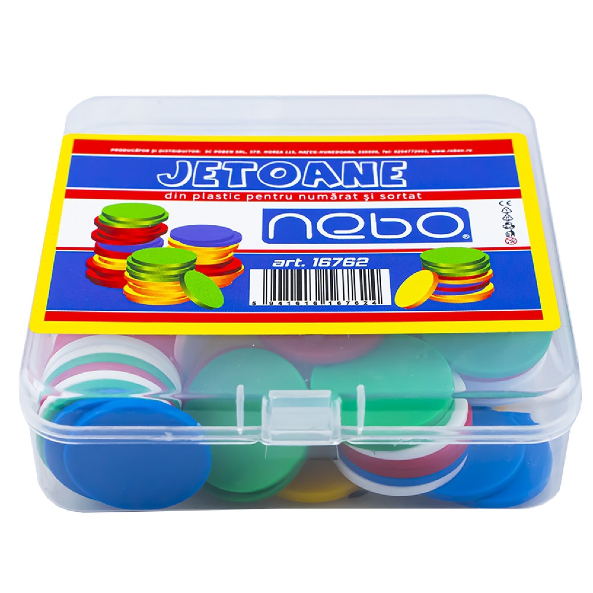 Jetoane scolare colorate din plastic, 80 buc/set, NEBO - Office Direct