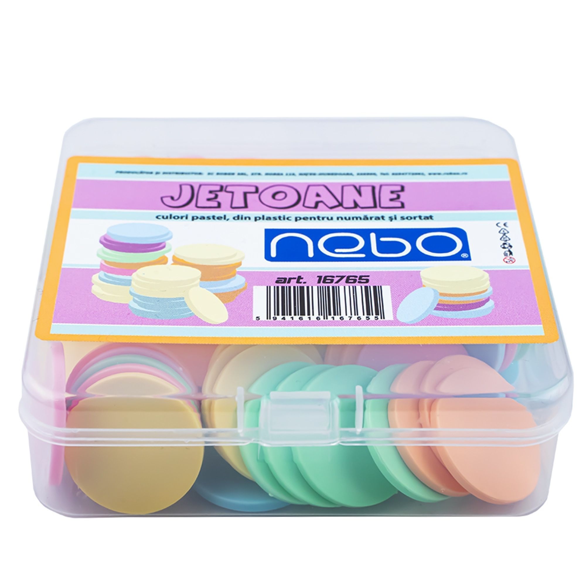 Jetoane scolare colorate din plastic, 80 buc/set, NEBO - Office Direct