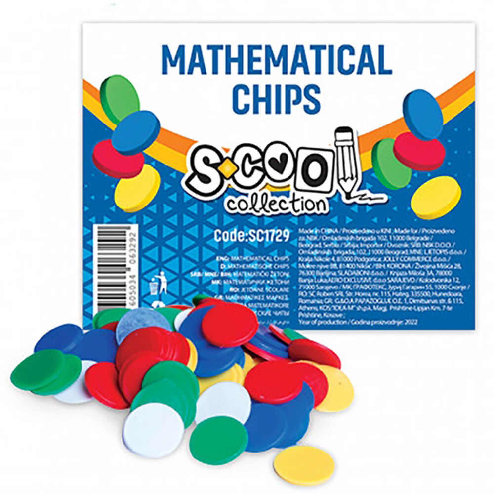 Jetoane scolare colorate din plastic, 50 buc/set, S-COOL - Office Direct
