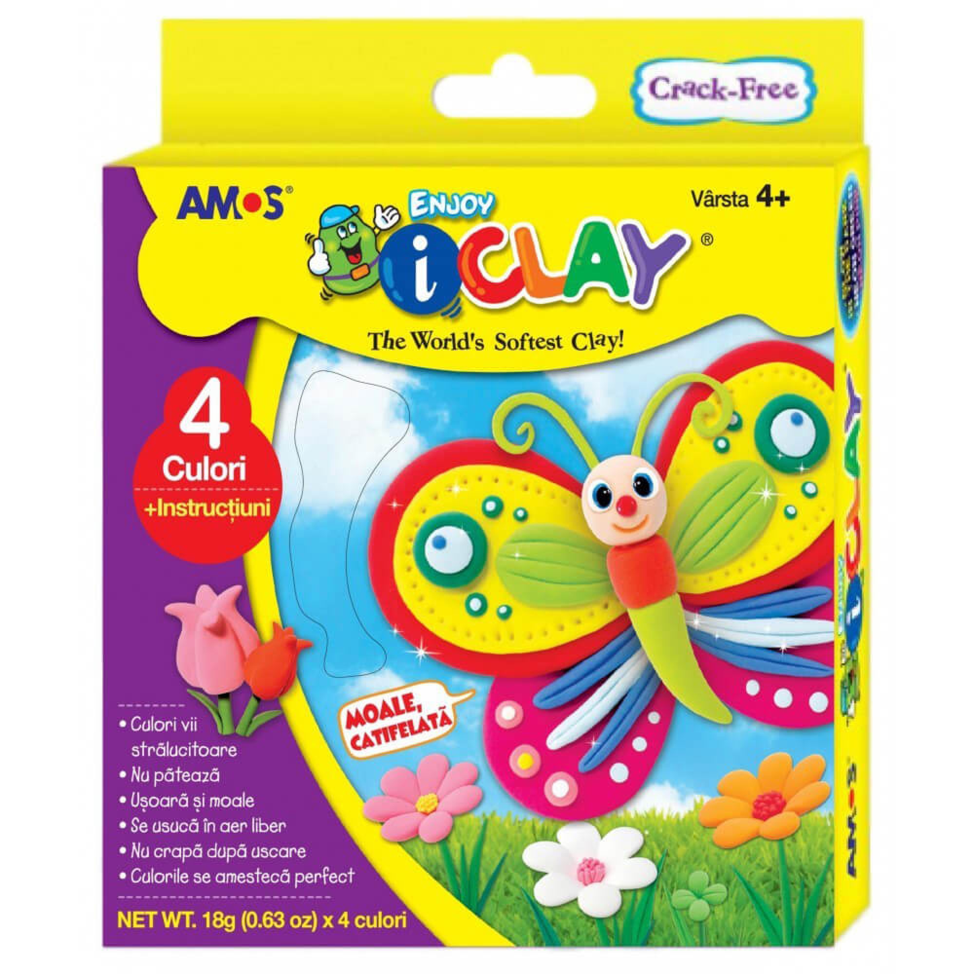 Pasta modelatoare AMOS iCLAY, 4 culori/set | Office Direct