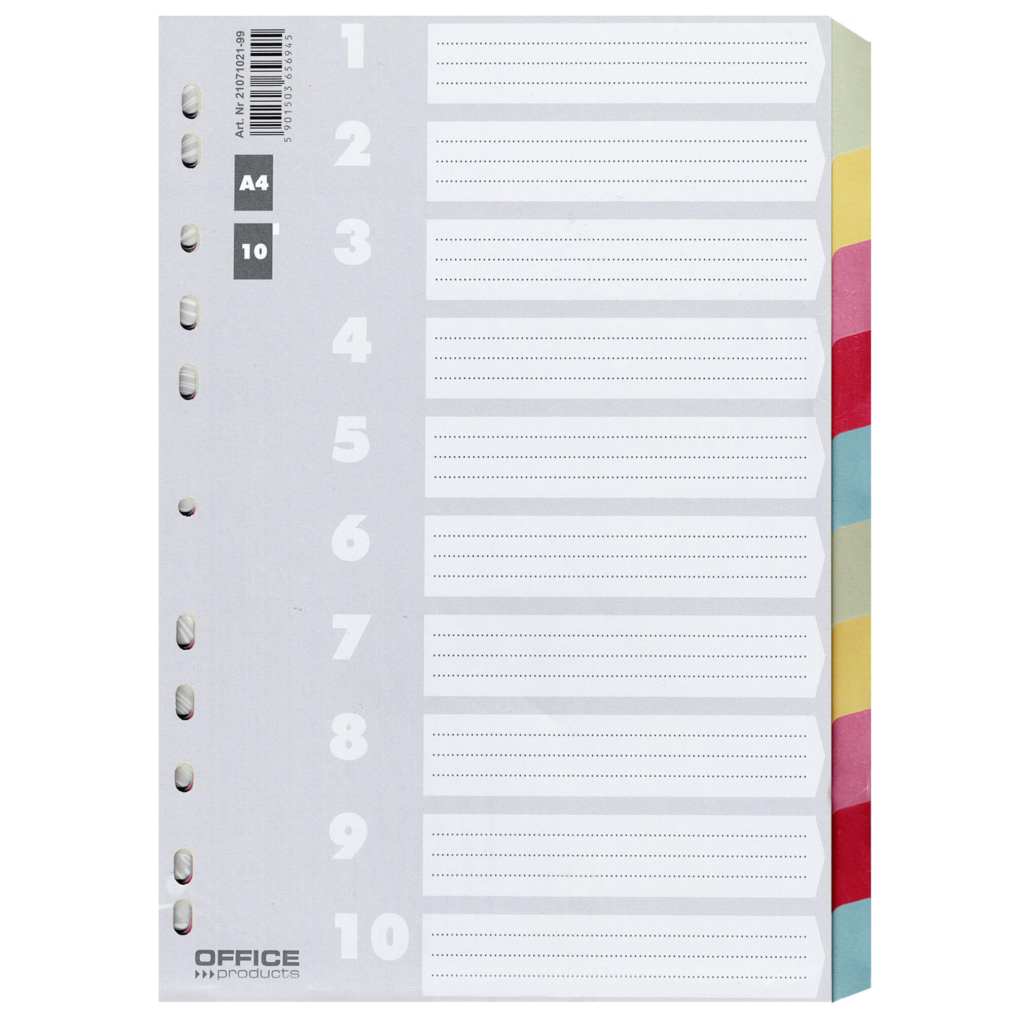 Despartitoare color A4 OFFICE PRODUCTS, 10 buc/set - Office Direct