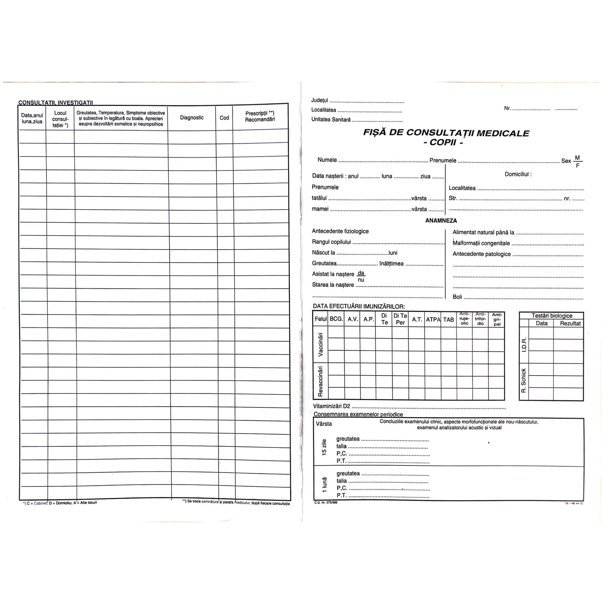 Fisa consultatii medicale copii, A3 | Office Direct