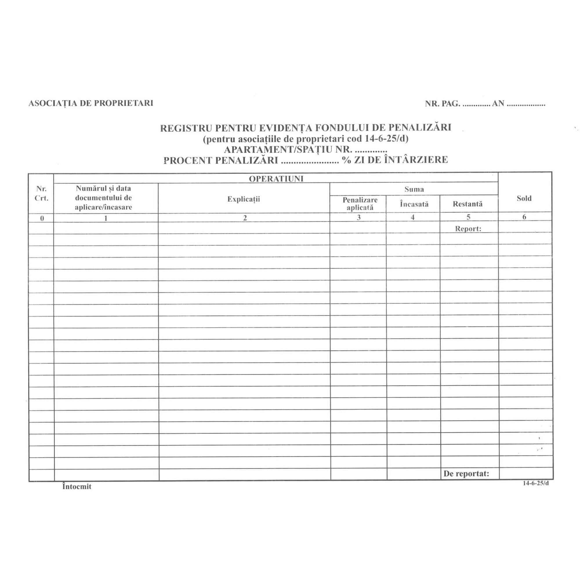Registru pentru evidenta fondului de penalizari asociatii de ...