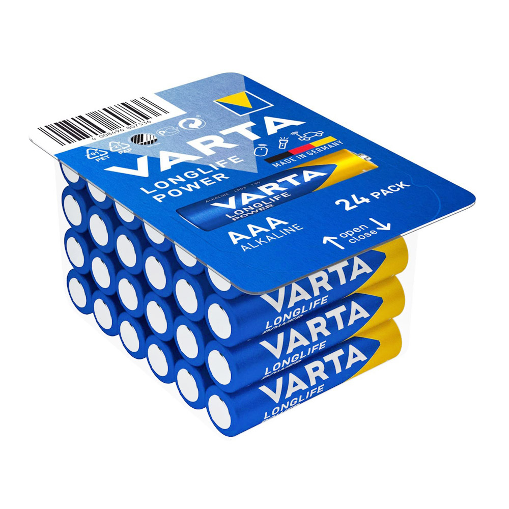 Baterii alcaline VARTA LongLife Power LR3/AAA, 24 buc/set | Office Direct