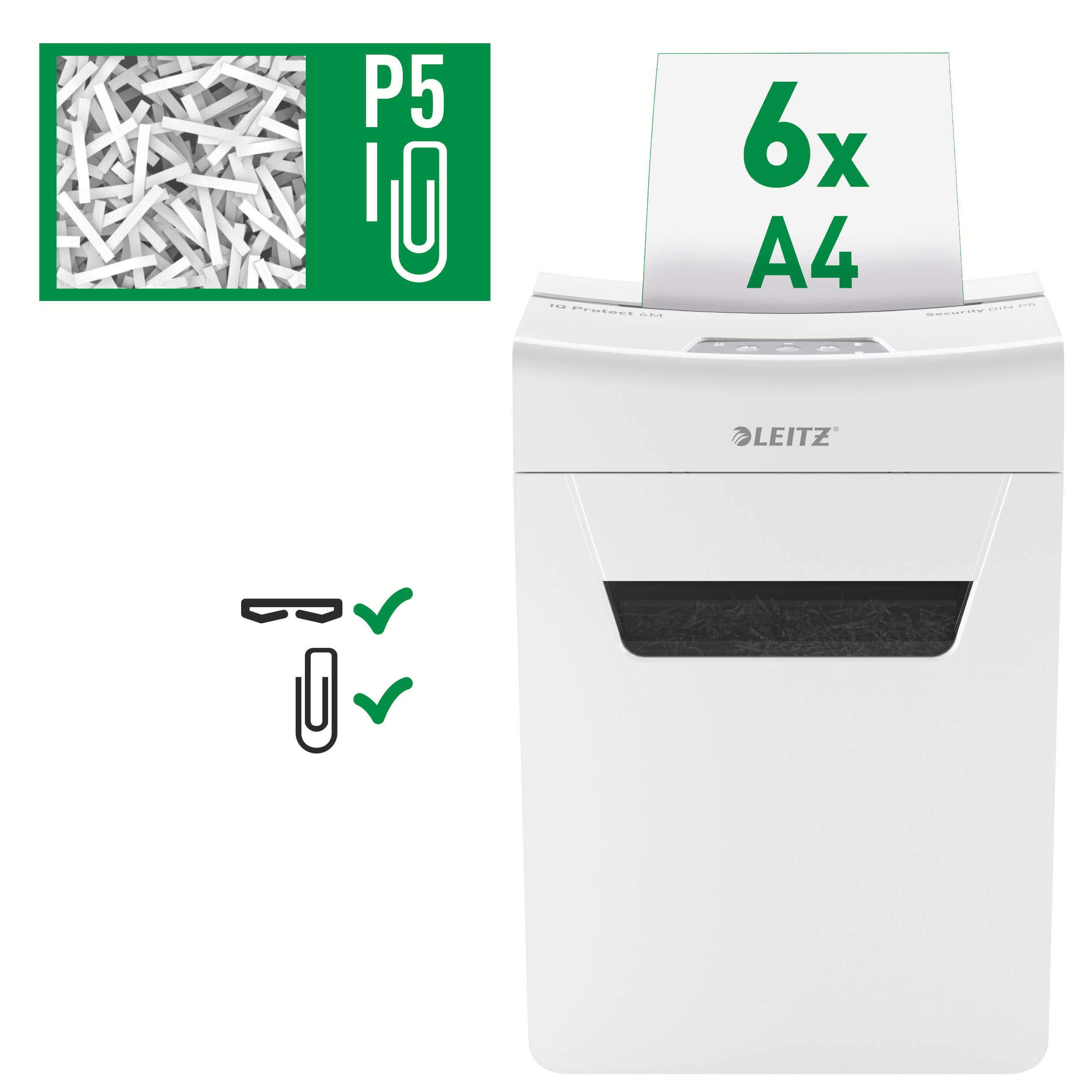 Distrugator hartie 2x15 mm LEITZ IQ Protect 6M – Office Direct
