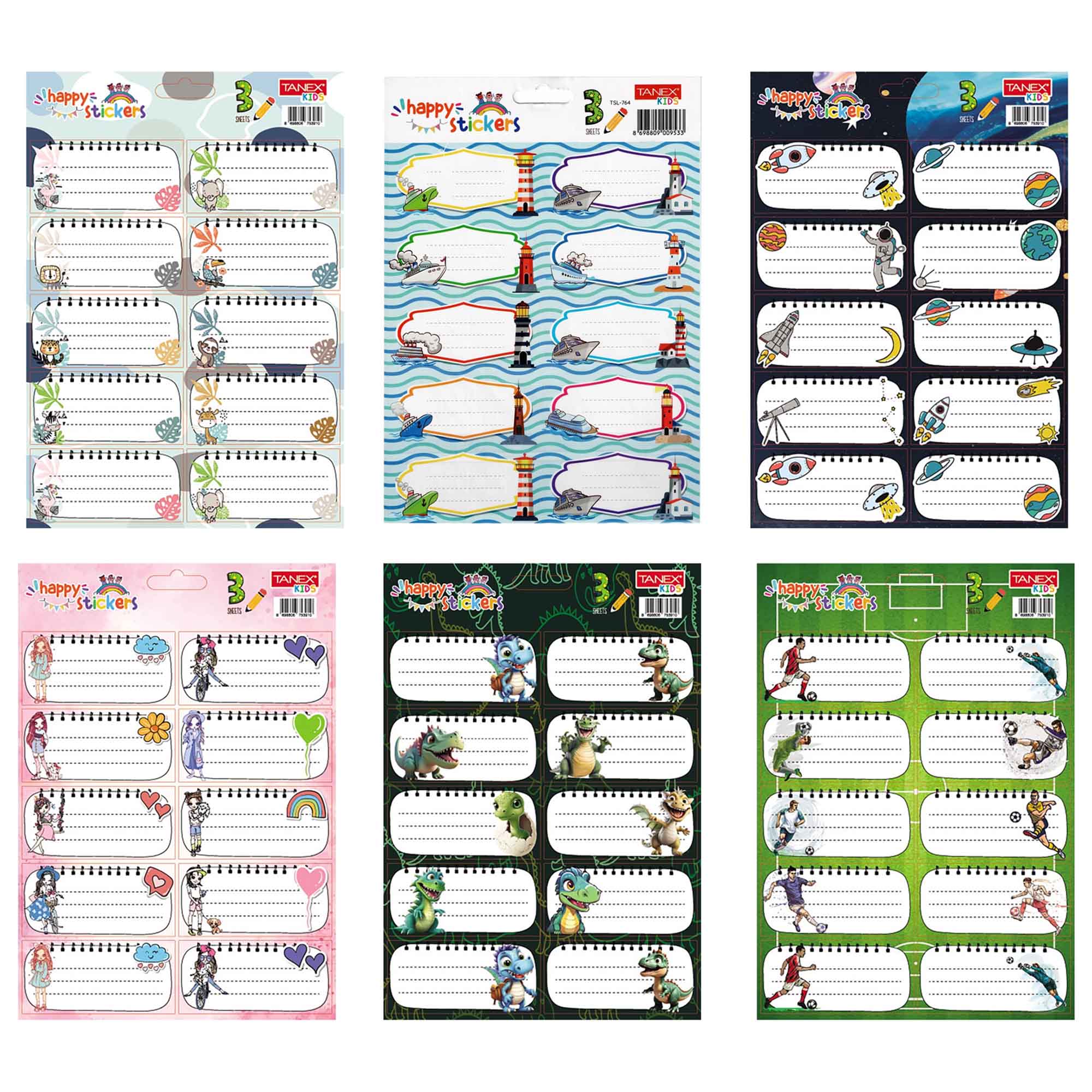 Etichete scolare autoadezive 30 buc/set, TANEX
