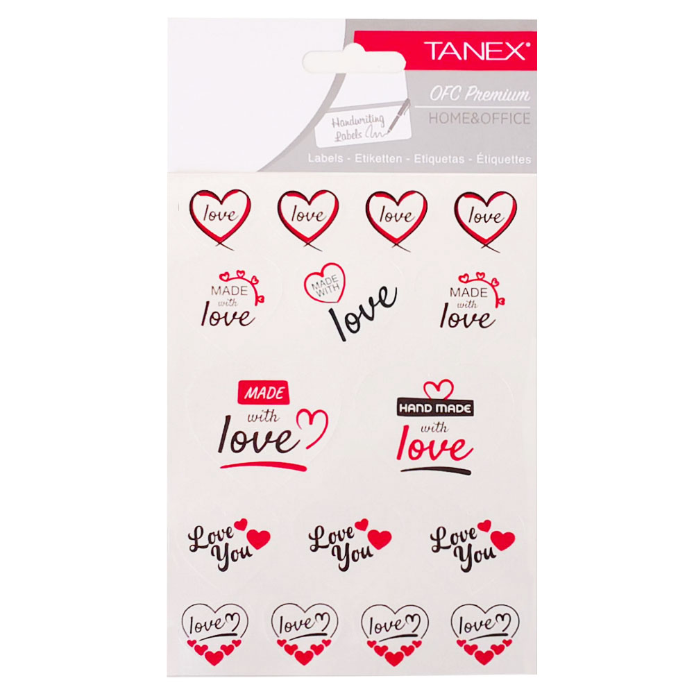Sticker decorativ TANEX Made With Love, 32 buc/set | Office Direct