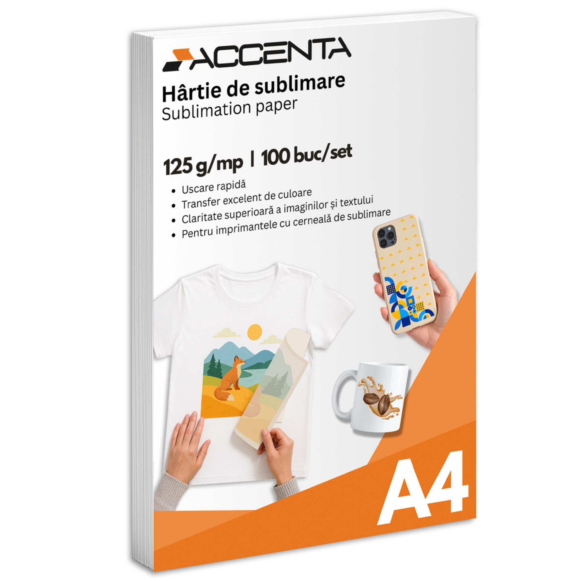 Hartie sublimare A4 ACCENTA, 125 g/mp, 100 coli/top | Office Direct