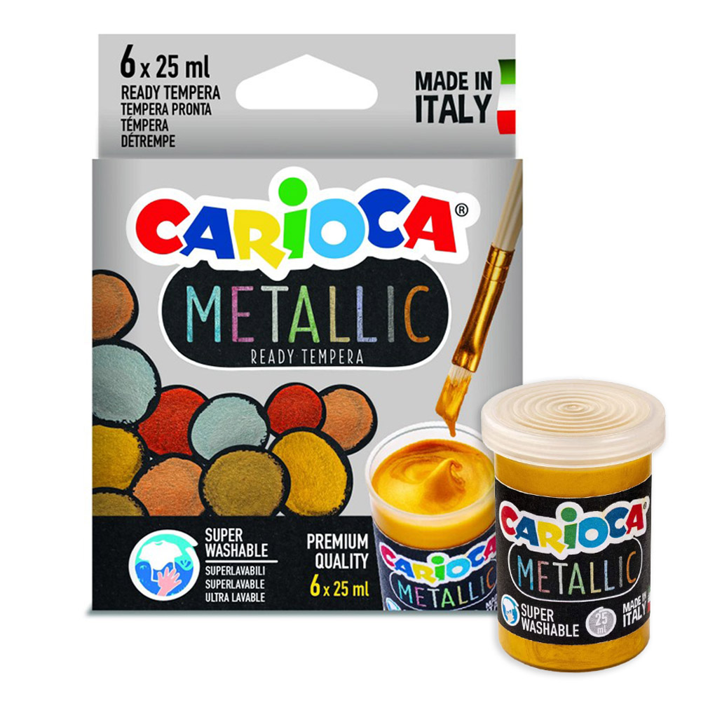 Tempera acuarele 25 ml, 6 tuburi/set, CARIOCA Metallic | Office Direct