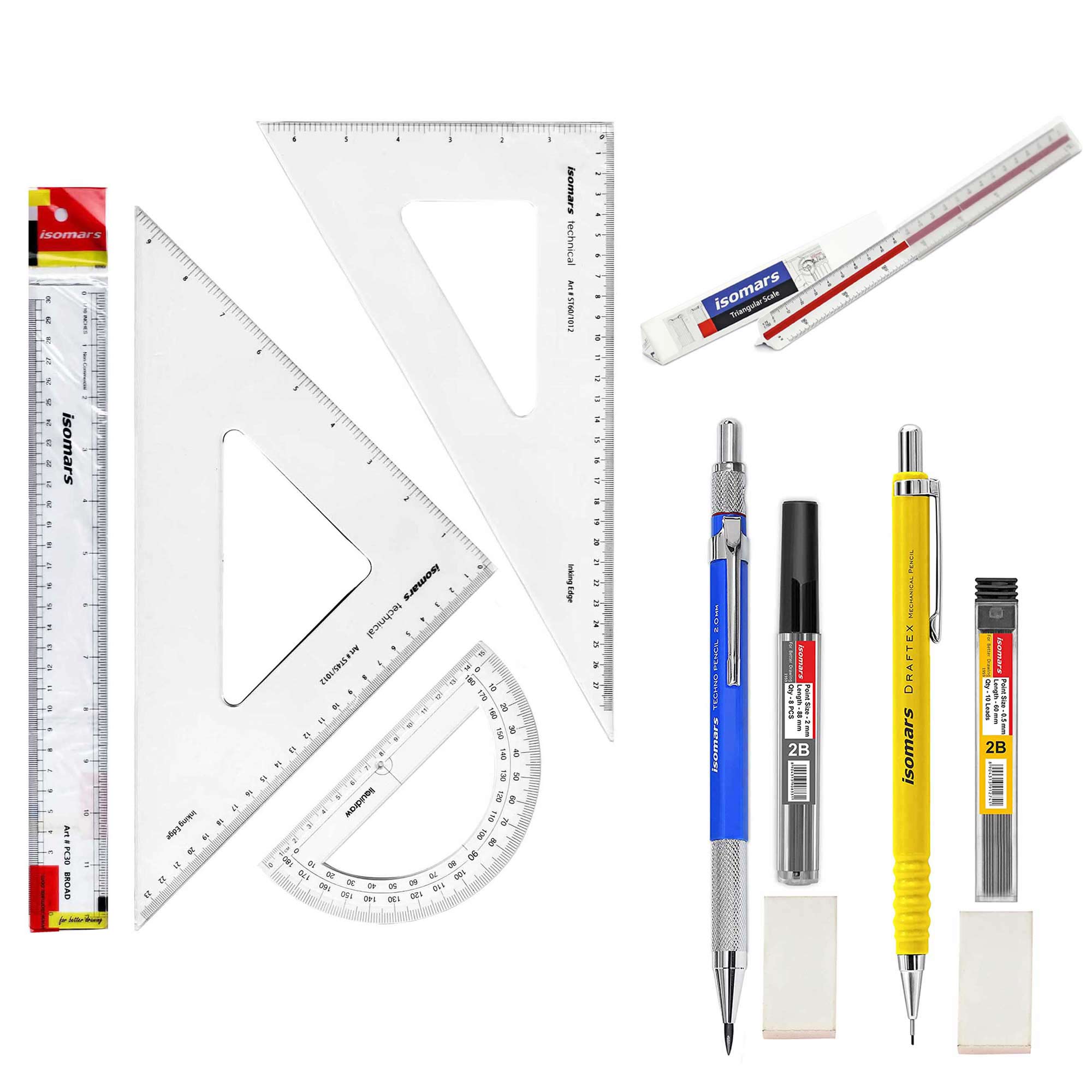 Trusa geometrie 7 piese, ISOMARS Drafting Student Combo - Office Direct