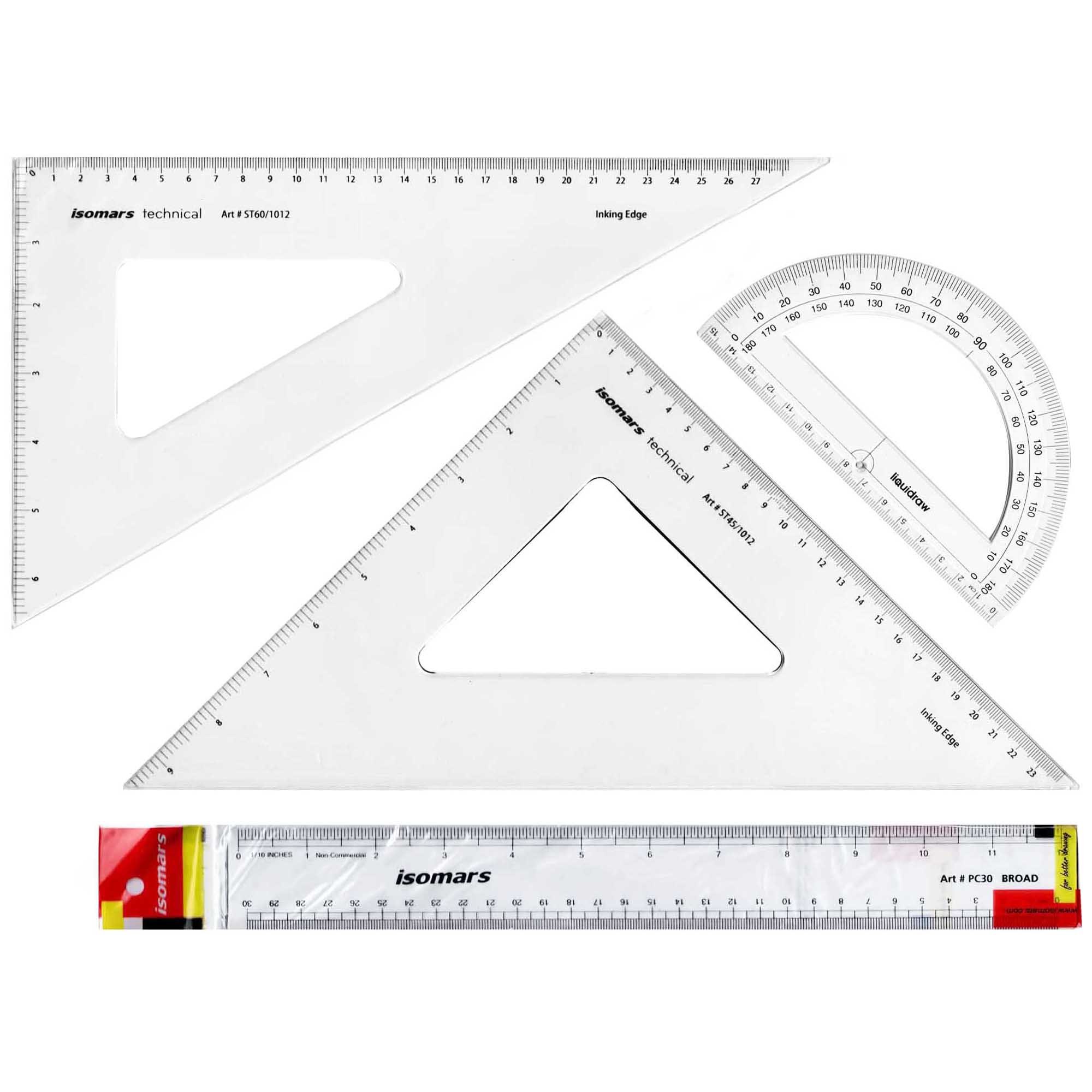 Trusa geometrie 4 piese ISOMARS Technical | Office Direct