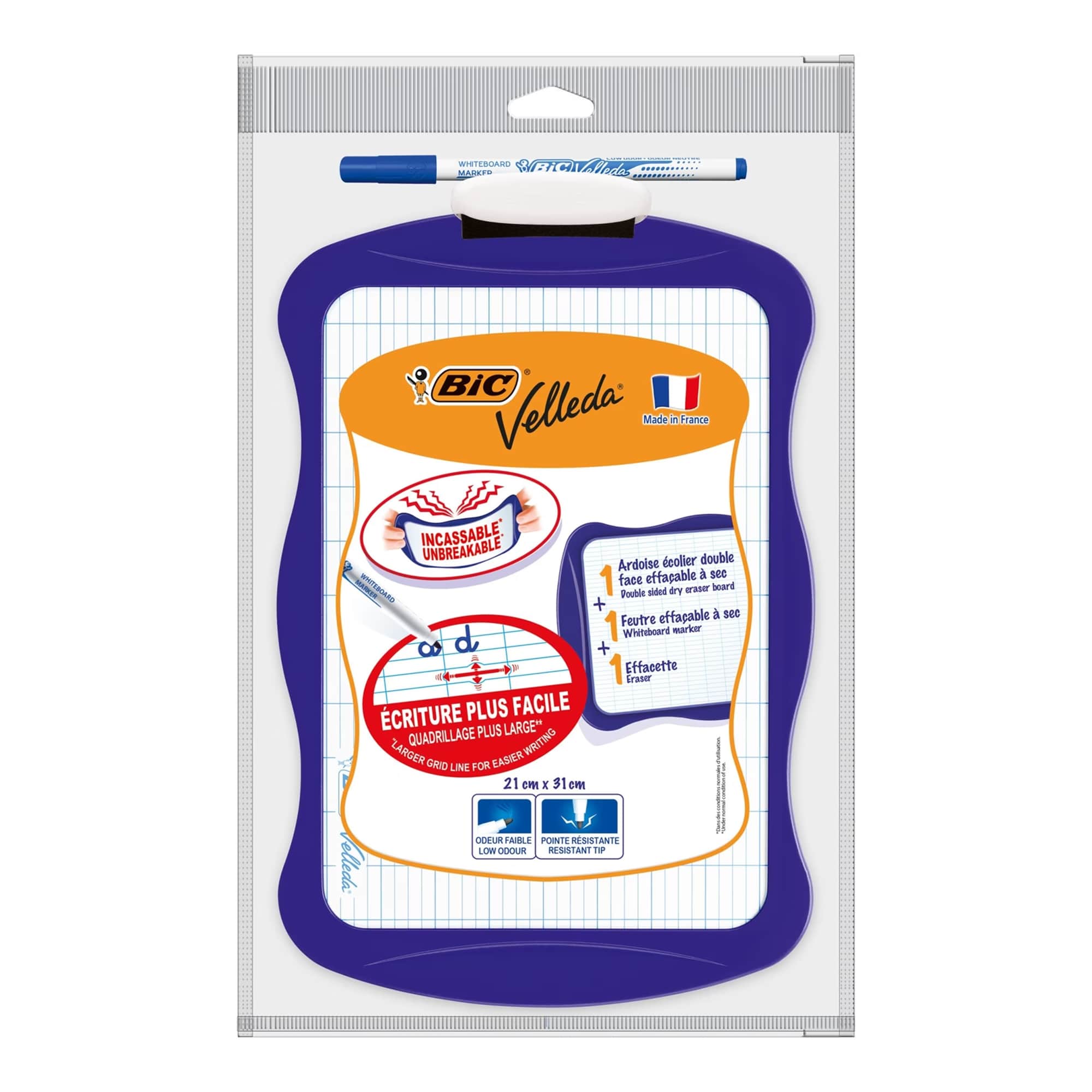 Tabla alba cu 2 fete BIC Velleda Kids, 20x31 cm