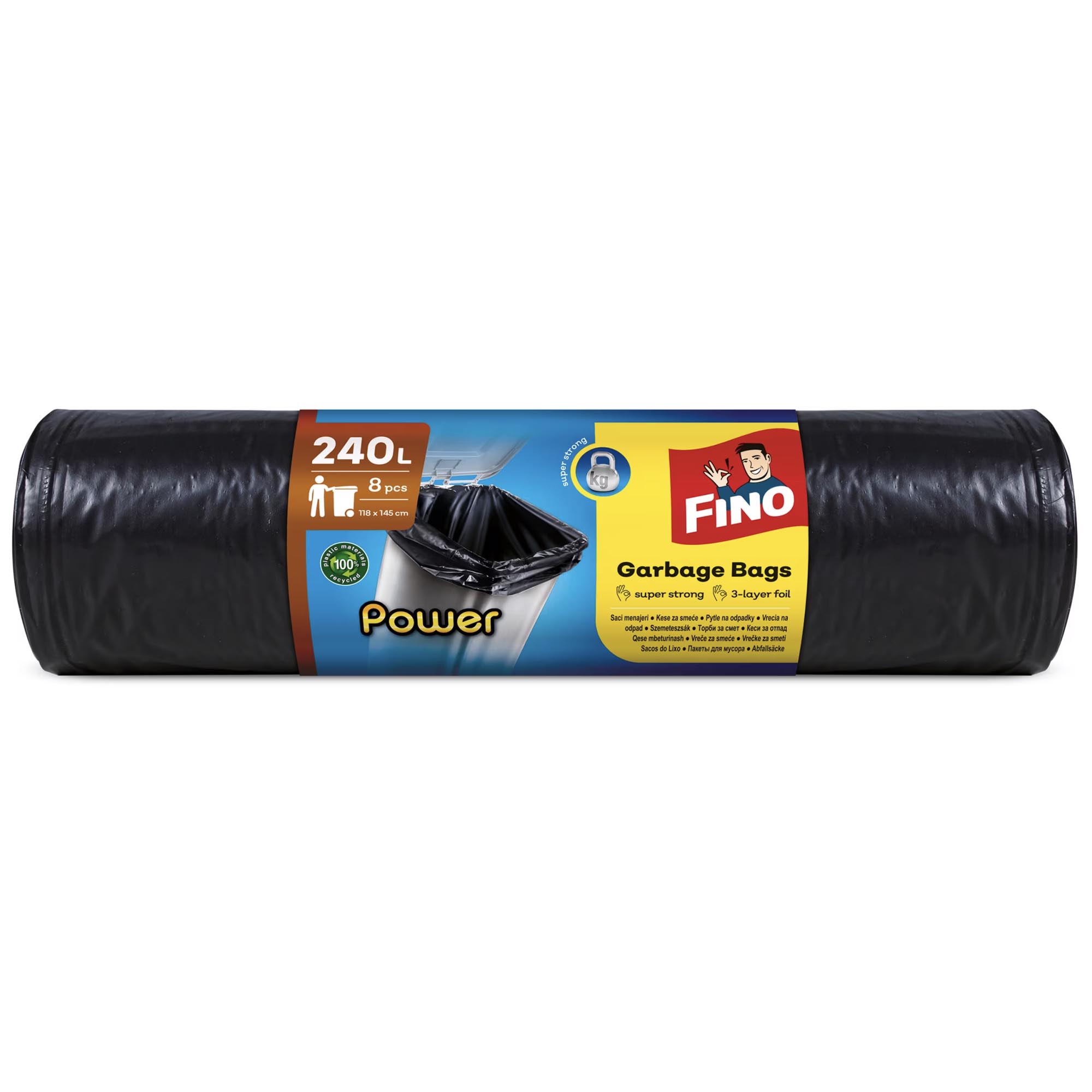 Saci menajeri ultrarezistenti FINO Power, 240 L, 8 buc/rola | Office Direct
