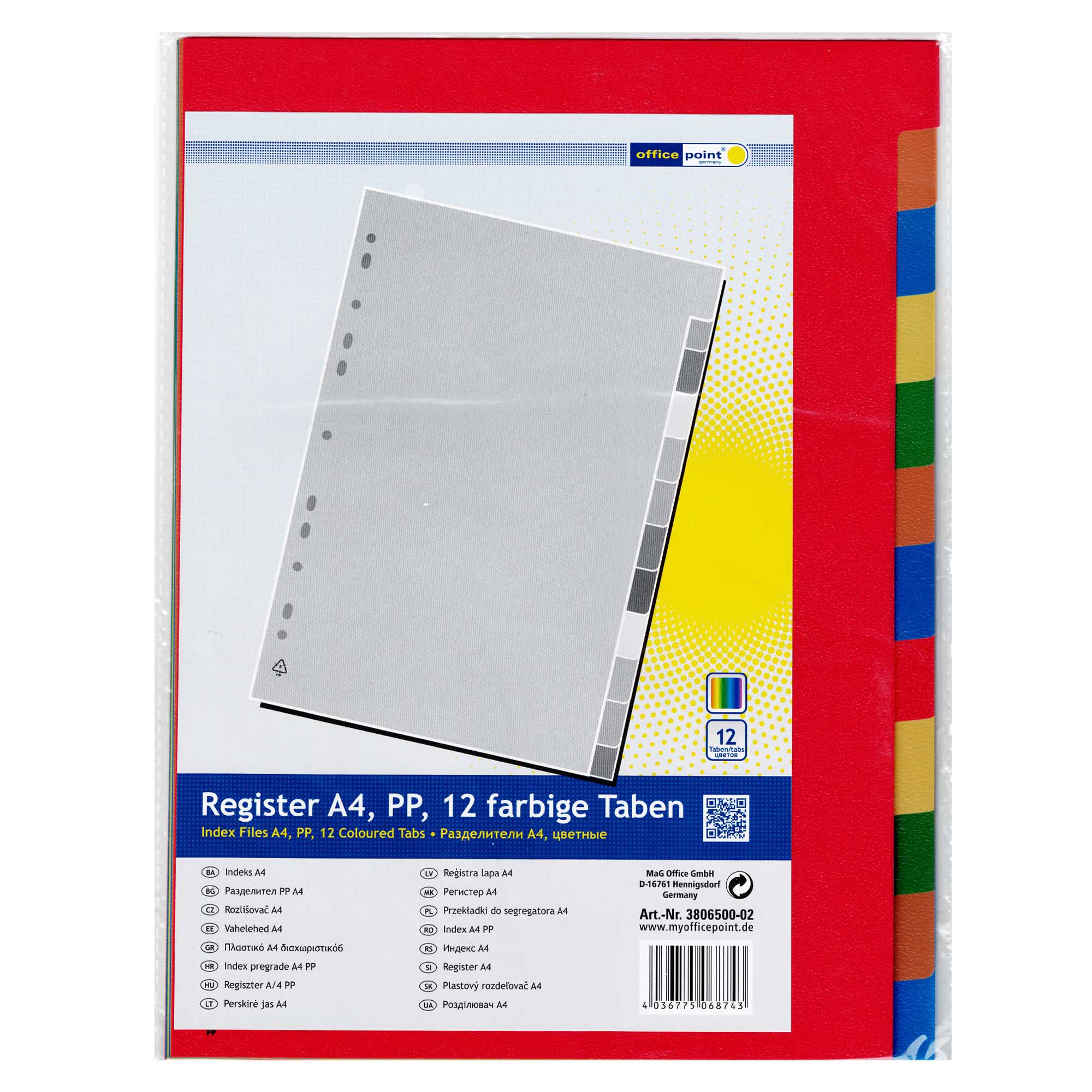 Separatoare plastic color, 12 culori/set, OFFICE POINT - Office Direct