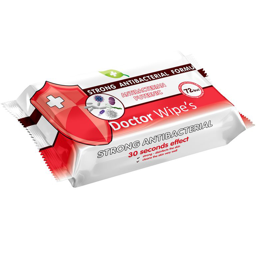 Servetele antibacteriene Doctor Wipe's, 72 buc/pachet| Office Direct