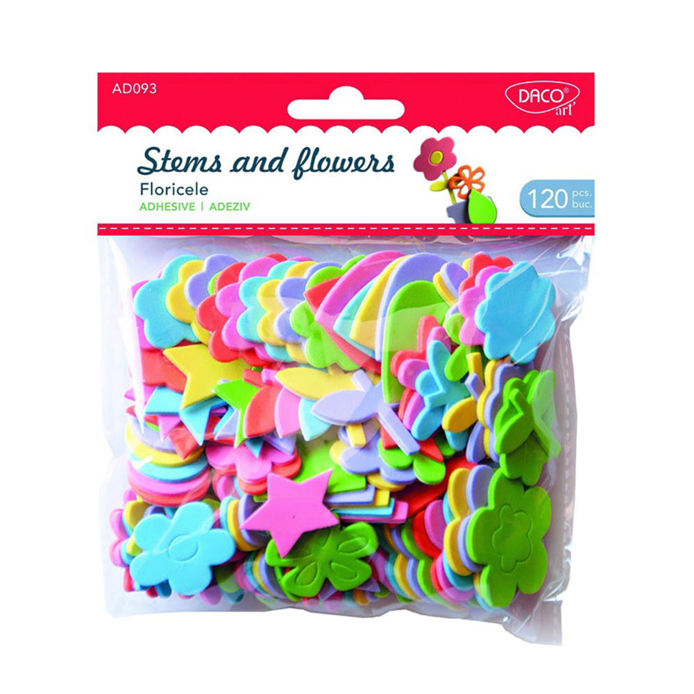 Accesorii craft din spuma autoadeziva, model floricele, DACO AD093 ...